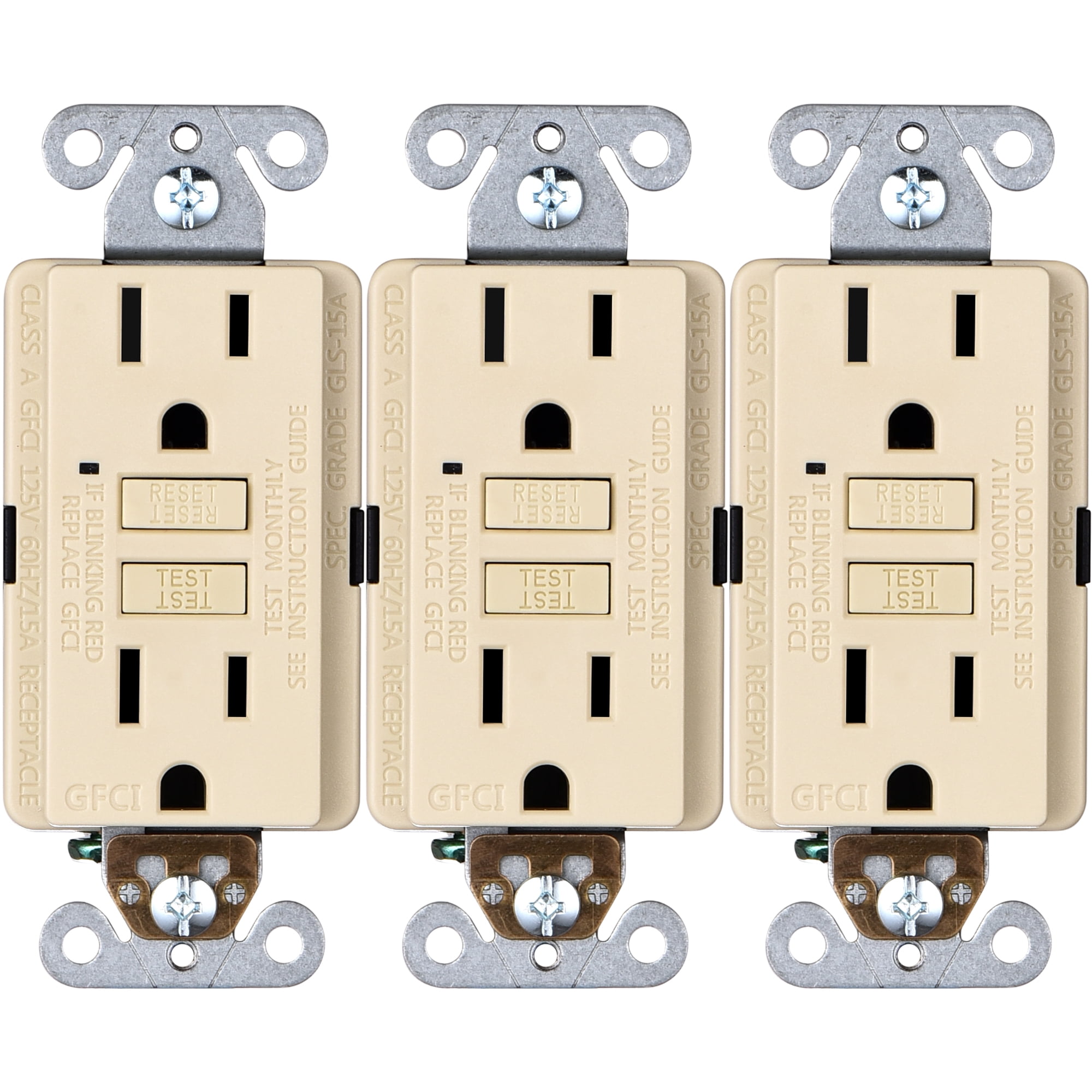 Faith 15A GFCI Outlets, Slim, GFI Receptacles, Ivory, 3 Pack - Walmart.com