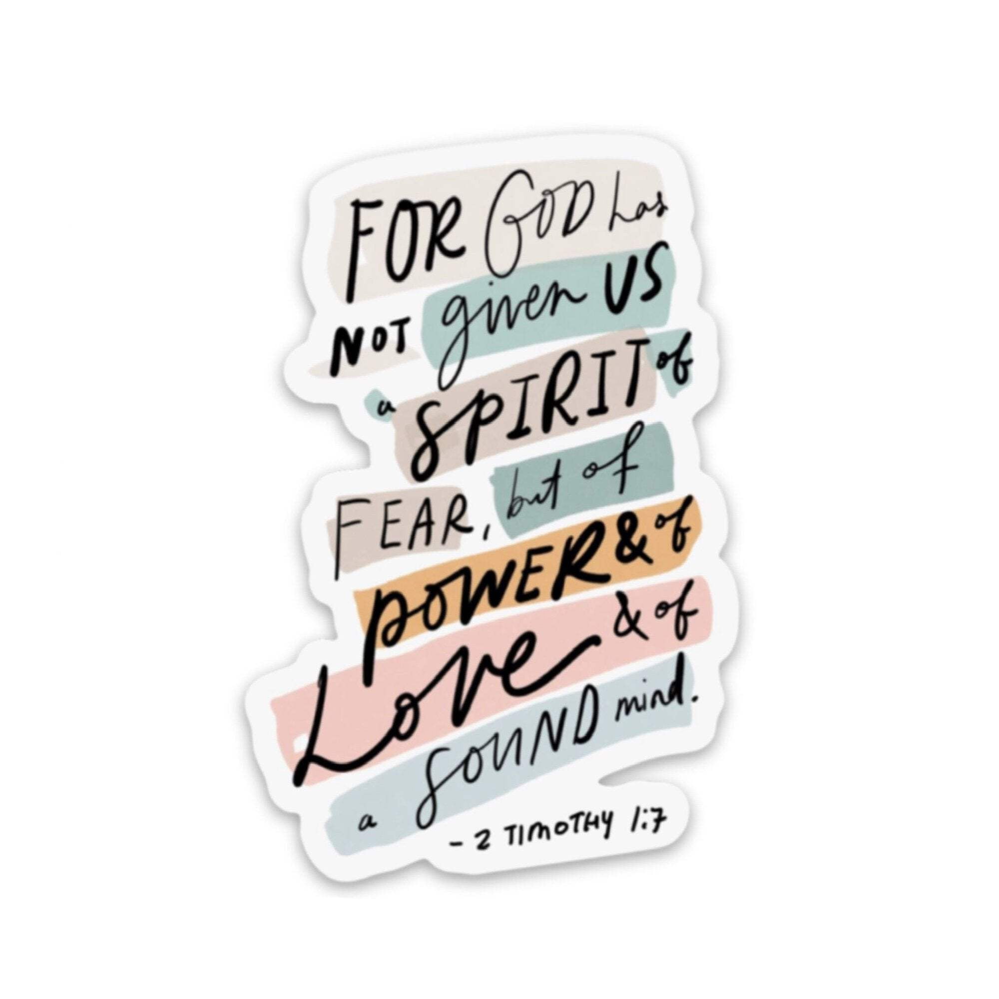 Faith Based Hand Lettered Bible Sticker | 2 Timothy 1:7 - Walmart.com