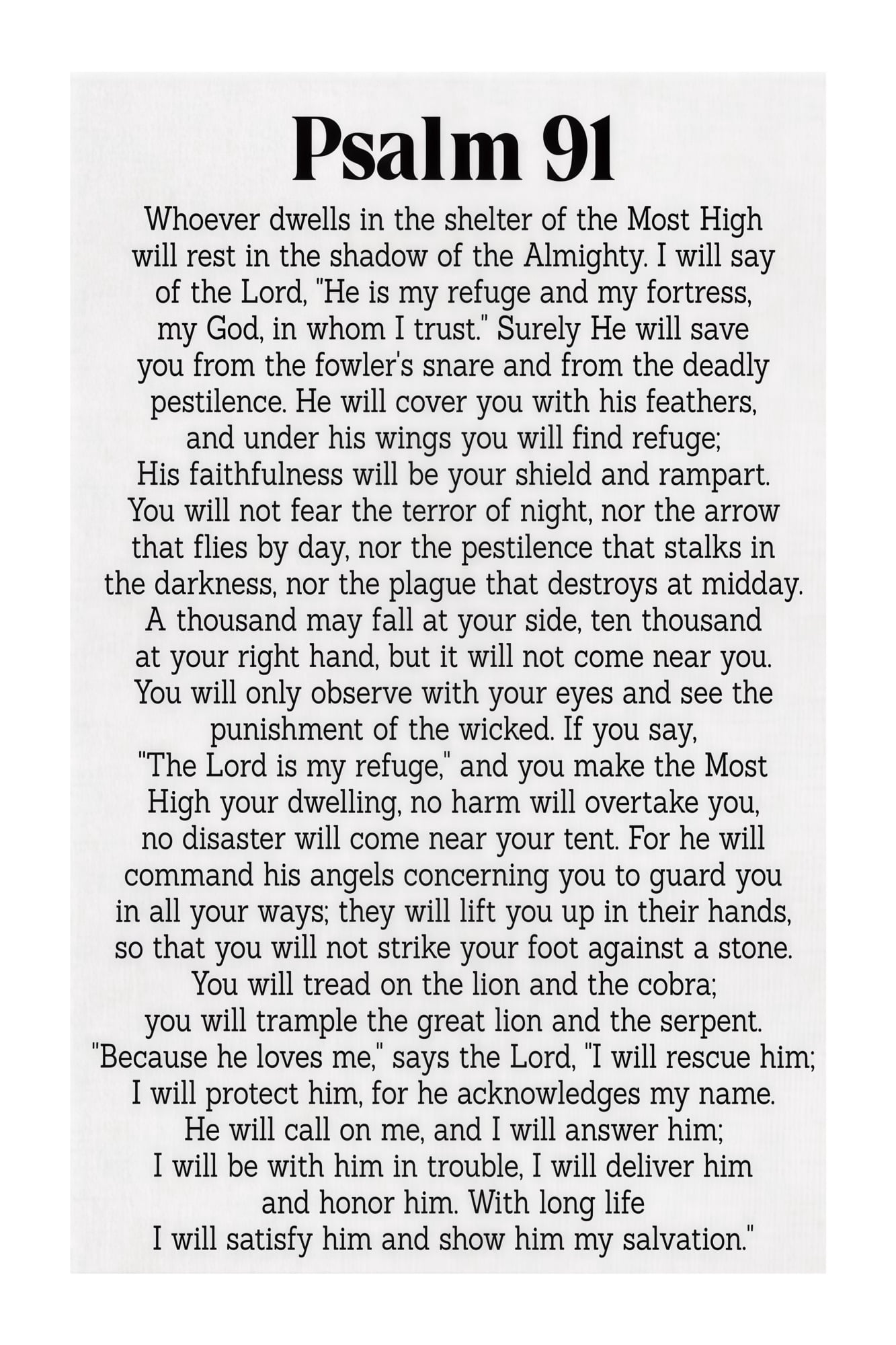Faith Based Poster Psalm 91 Bible Verse Wall Art - Walmart.com