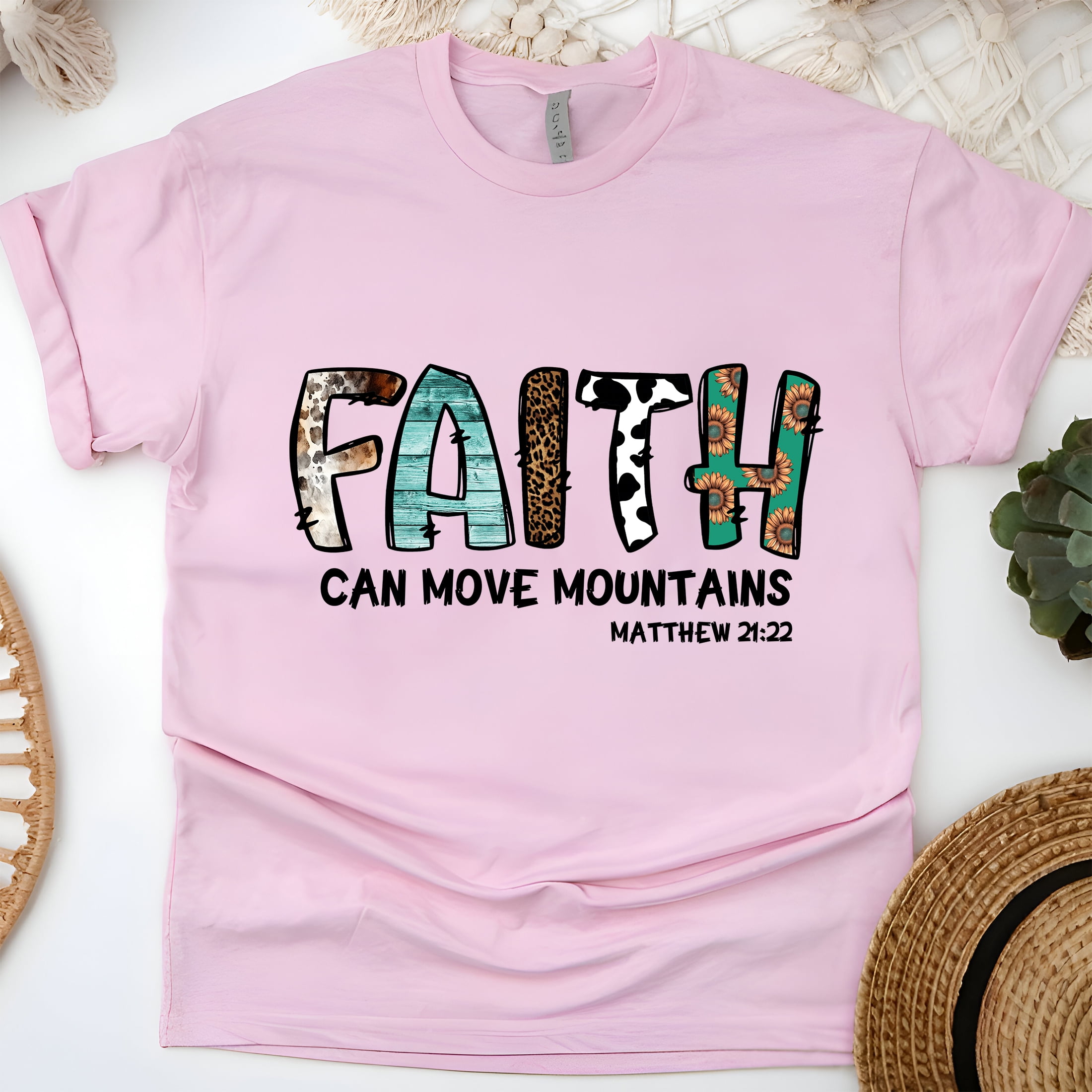 Faith Can Move Mountains T-Shirt | Matthew 21:22 Christian Graphic Tee ...