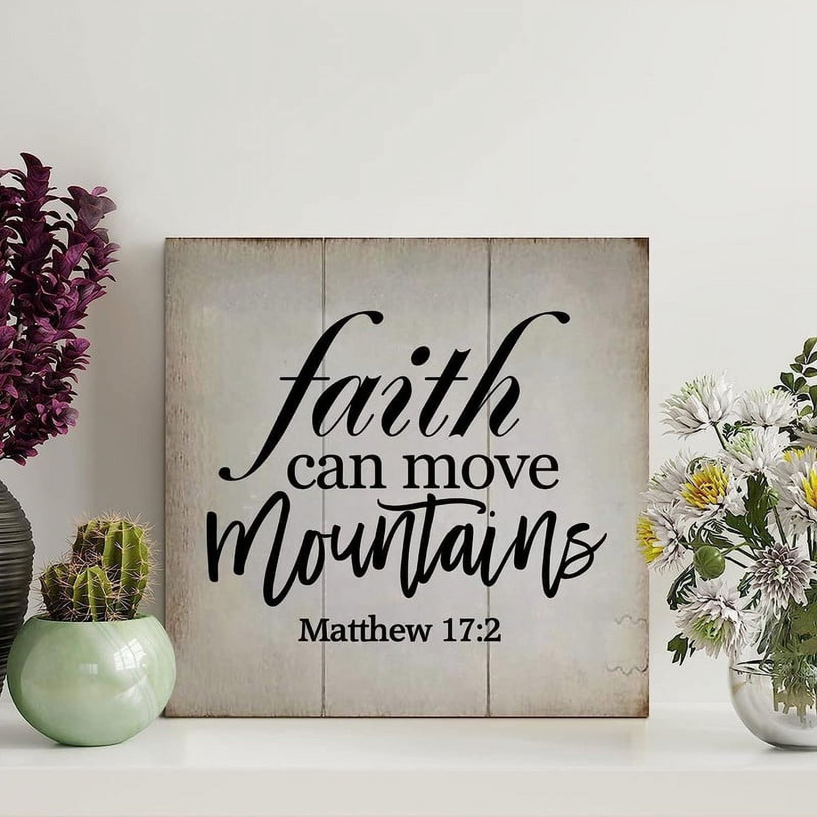 Faith Can Move Mountains Wood Signs With Sayings 5x5in Farmhouse Wall ...