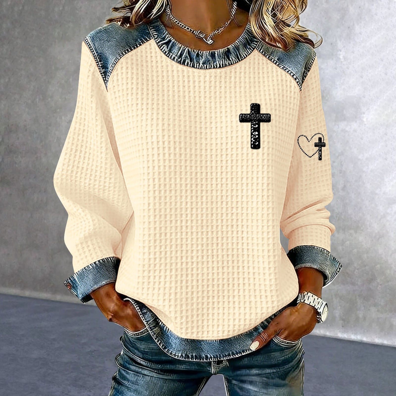 Faith Christian Sweatshirts Denim Lapel Pullover Faith Wear Color ...