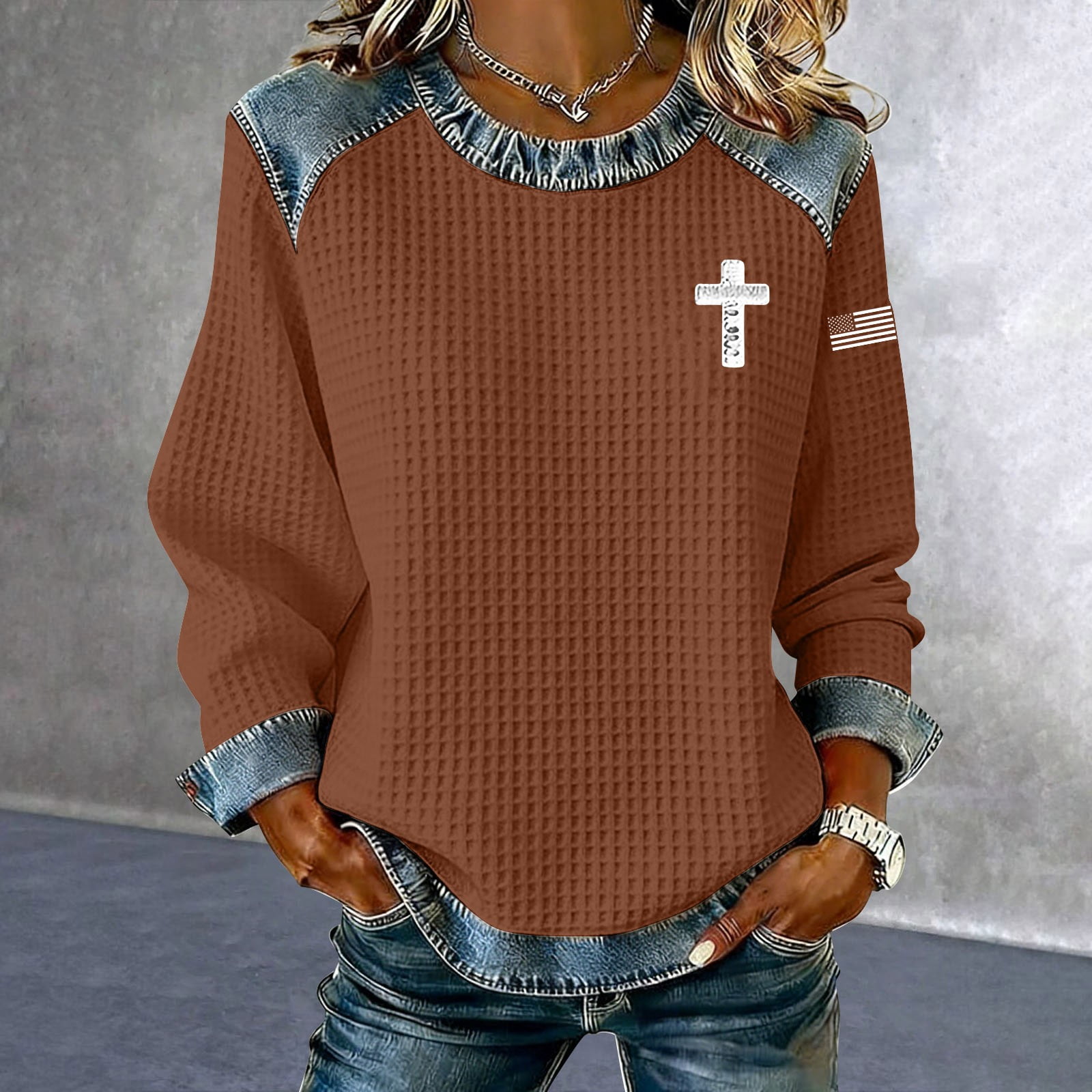 Faith Christian Sweatshirts Faith Wear Color Blocked Sweatshirt Denim ...