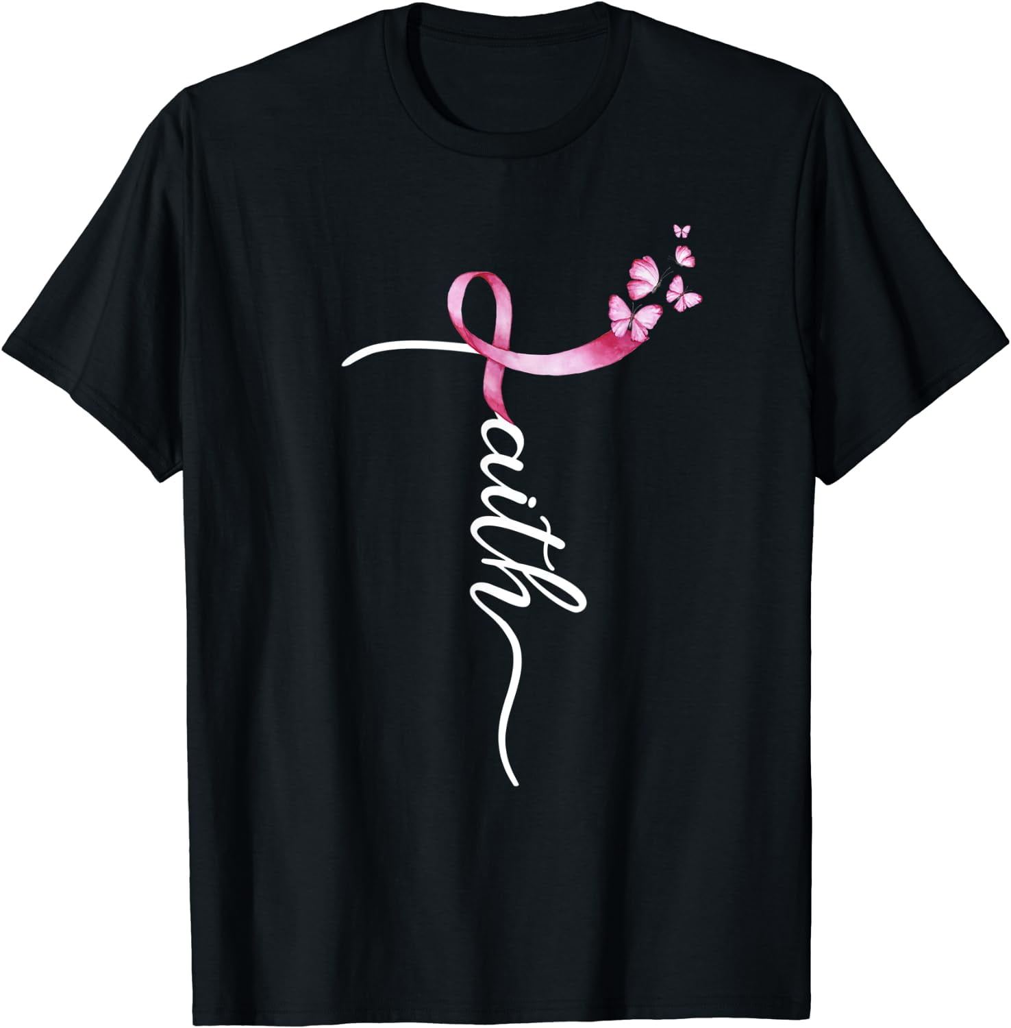 Faith Cross Breast Cancer Awareness Ribbon Christian Warrior T-Shirt ...
