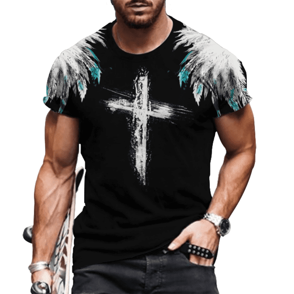 Faith Cross Christian Jesus Graphic Fashion Men Trendy Tee - Walmart.com