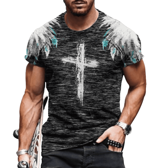 Faith Cross Jesus Christian Graphic Print Fashion Menapos s Tee ...