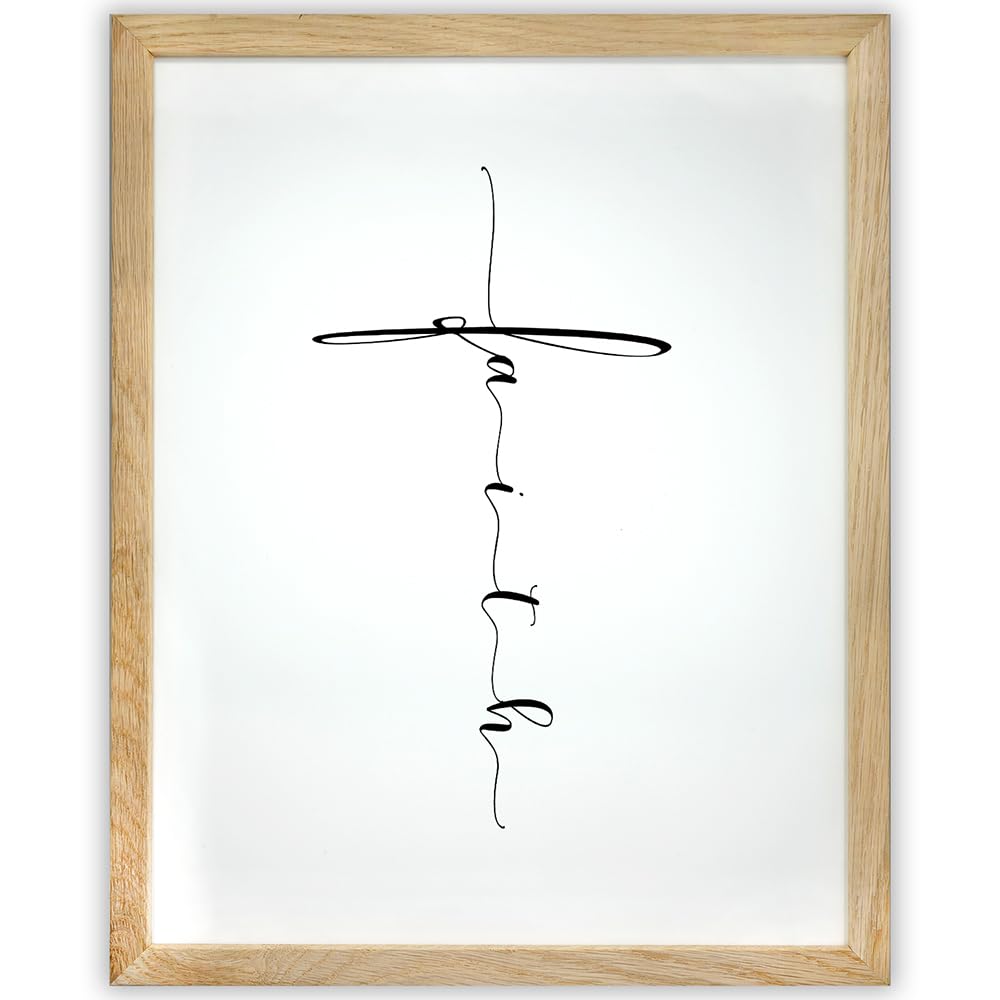 Faith Cross - Minimalist Handwritten Inspirational 11x14 Framed Print ...
