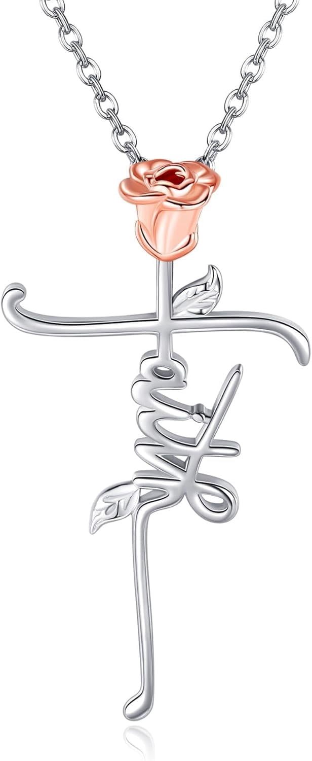 Faith Cross Necklace For Women Birthstone Sterling Silver with ...