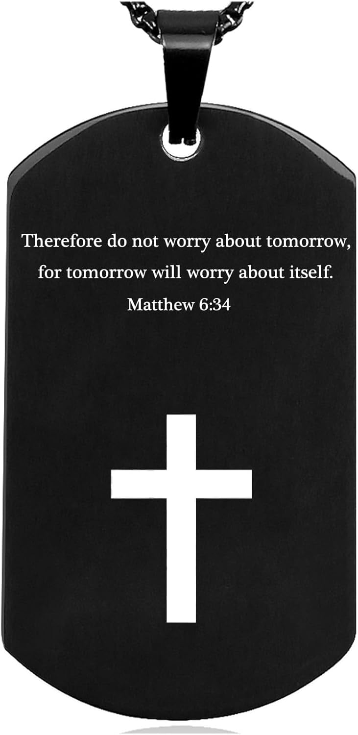 Faith Cross Necklace for Men Women - Christian Bible Verse Stainless ...