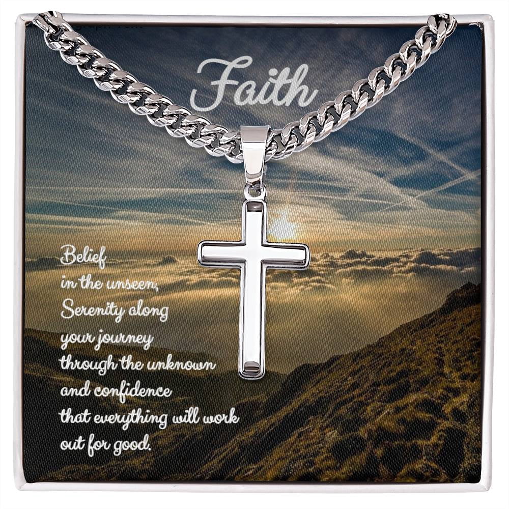 Faith Cross Pendant - Cuban Link Chain with Artisan Cross - Walmart.com