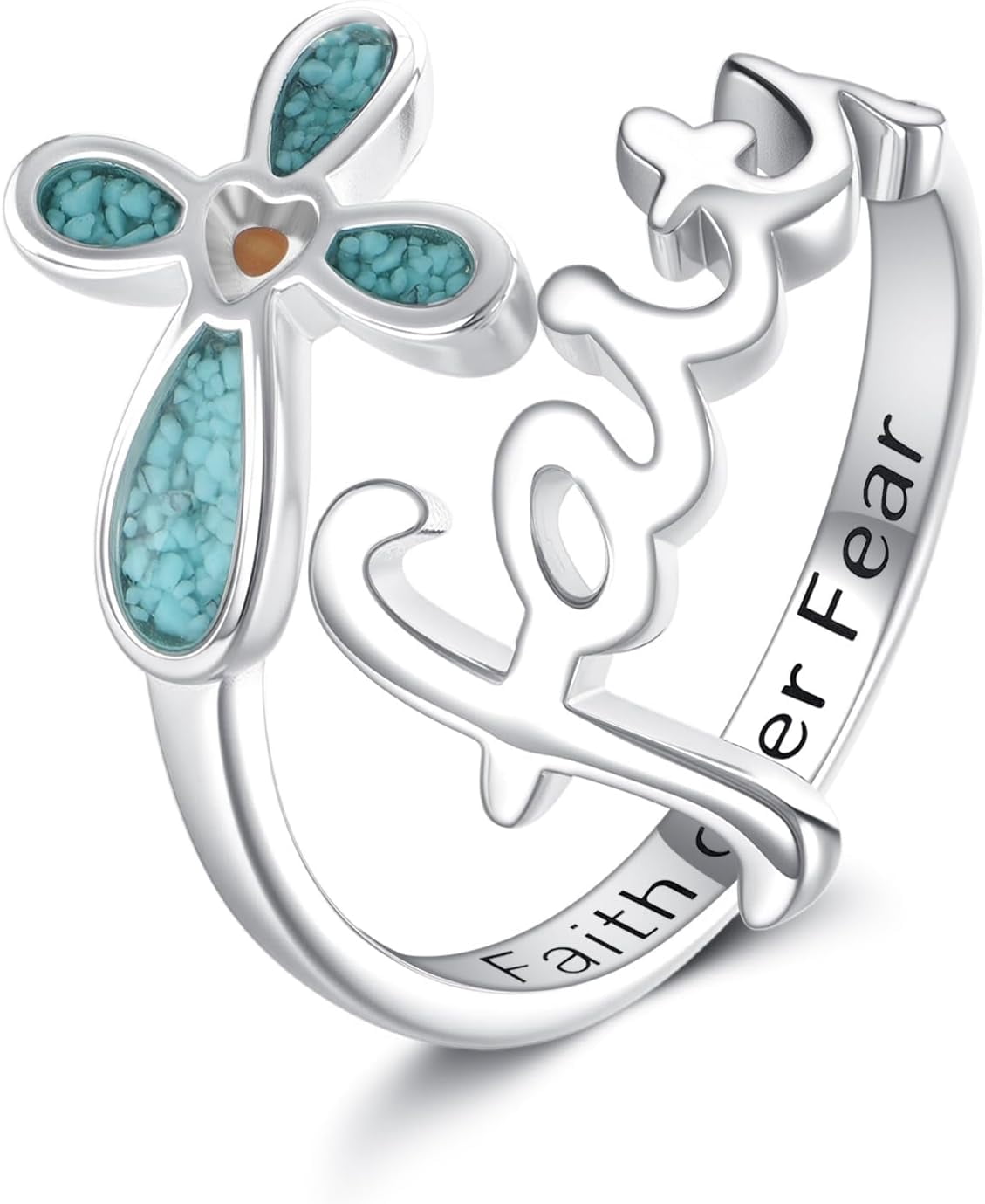 Faith Cross Ring S925 Sterling Silver Mustard Seed Faith Cross Ring ...