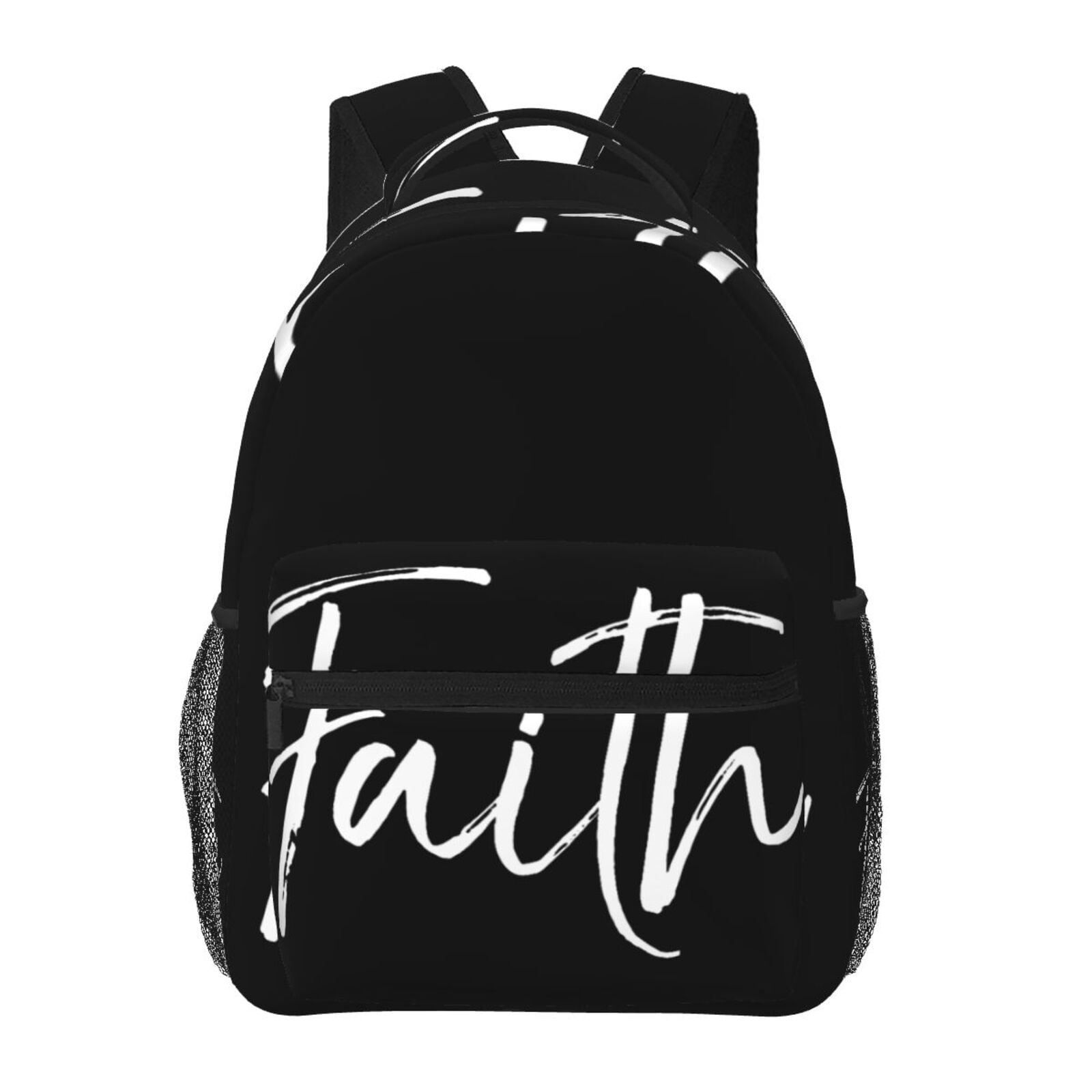 Faith Cross Script Christian Jesus Black Backpack for Women Men Laptop ...