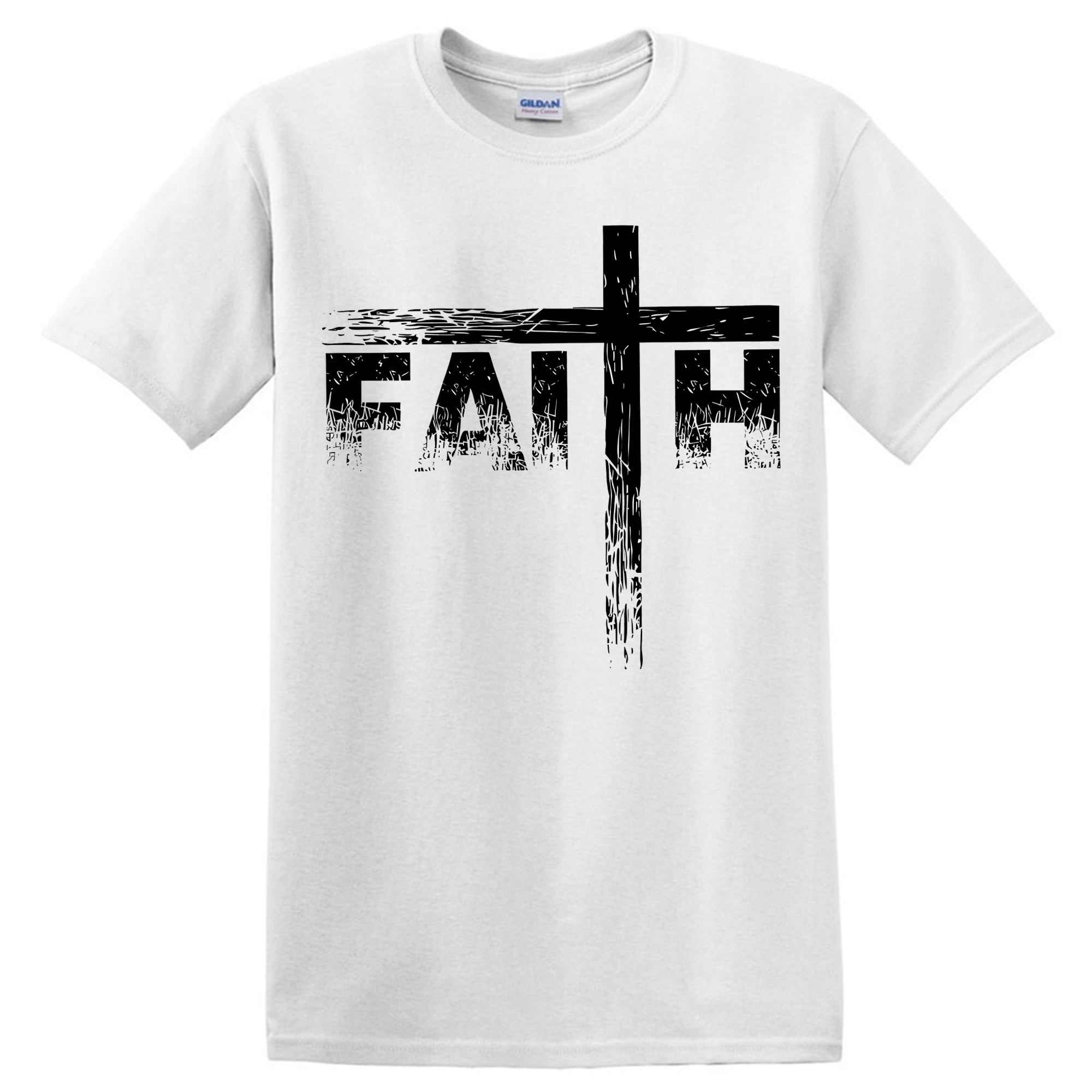 Faith Cross T-Shirt – Christian Graphic Tee with Bold Grunge Design ...