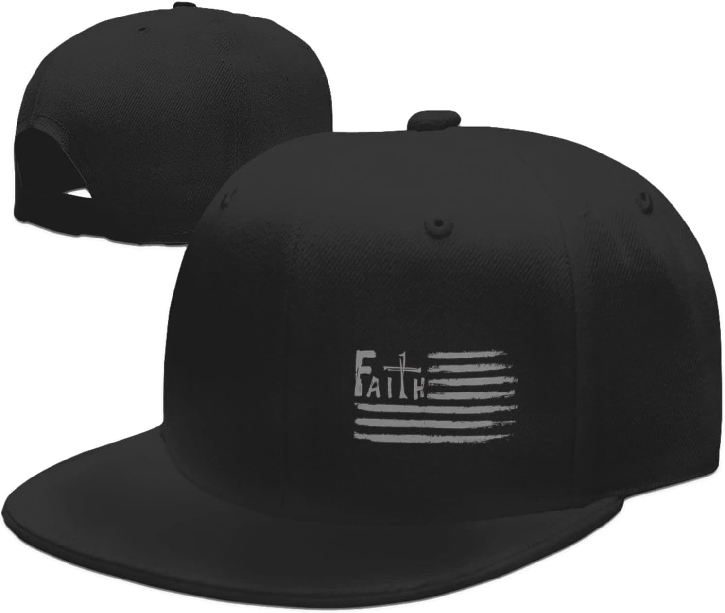 Faith Cross with USA Flag Flat Bill Baseball Cap Snapback Hats for Men ...