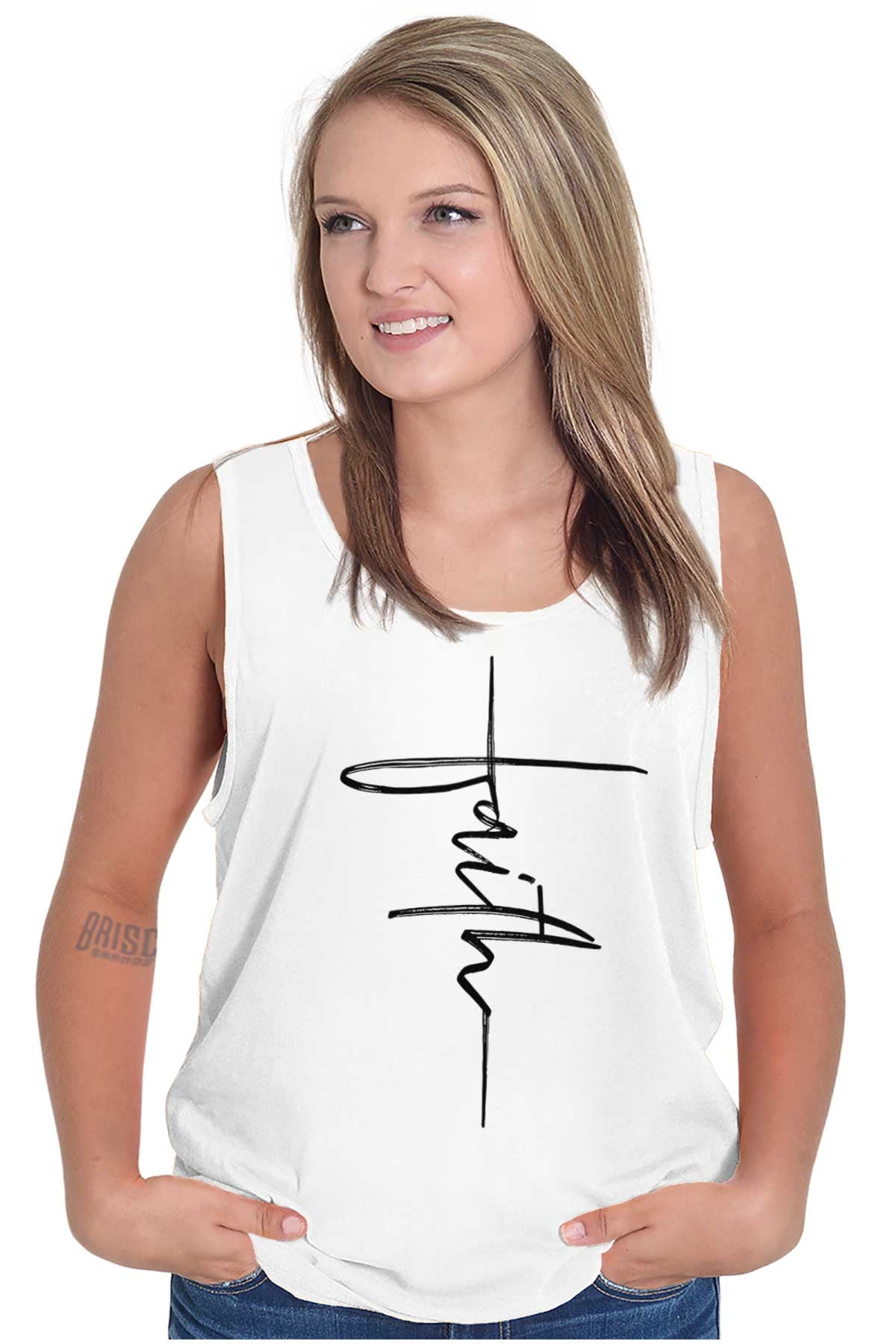 Faith Cursive Print Christian Women Plus Size Tank Top Brisco Brands 2X ...