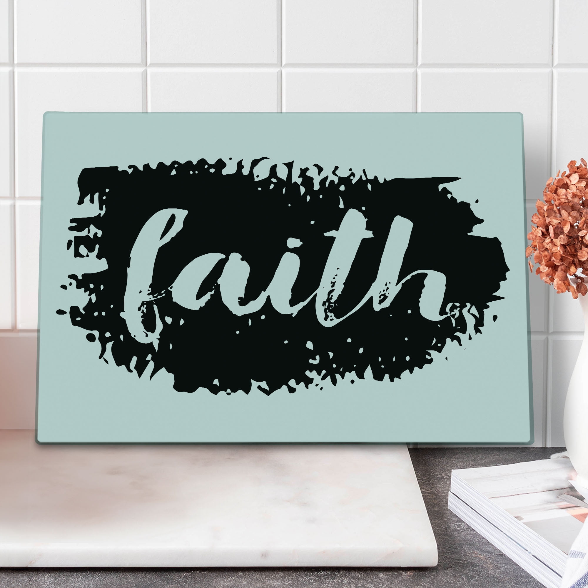 Faith Cutting Board, Paint Brush Stroke Cursive Typography ...