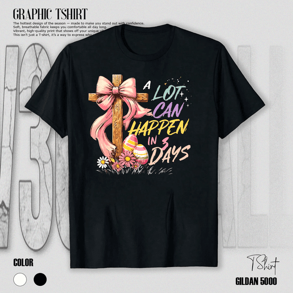 Faith Easter Religious Christian Cross Design Three Days Graphic T ...