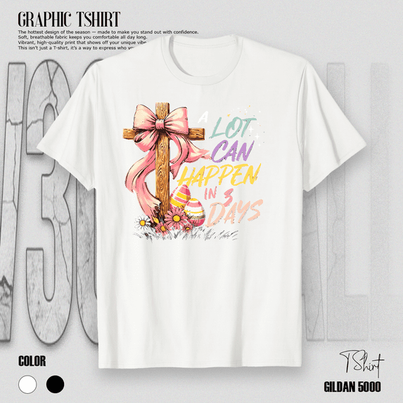 Faith Easter Religious Christian Cross Design Three Days Graphic T ...