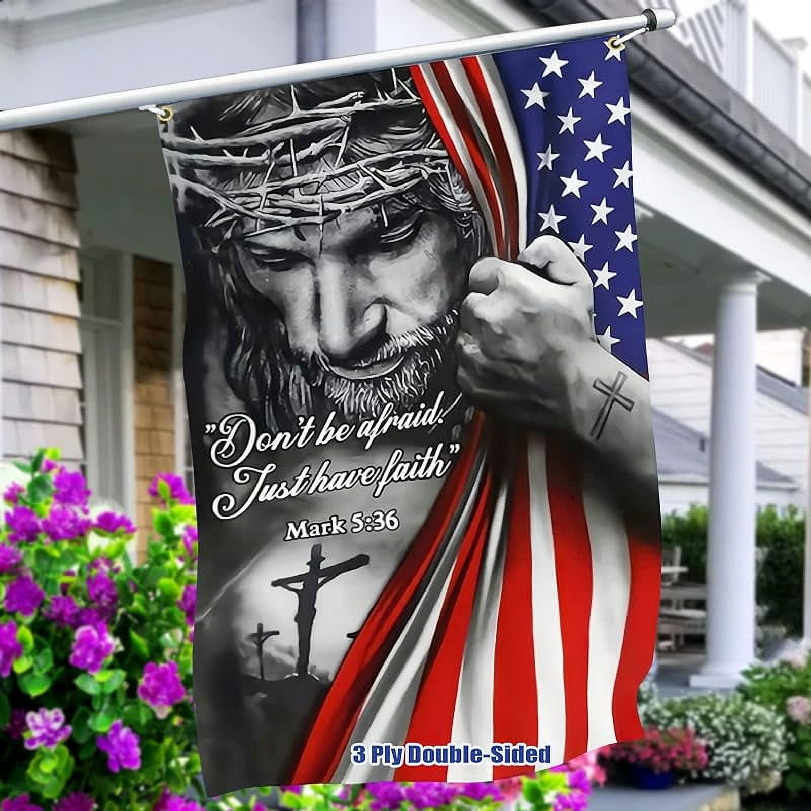 Faith Over Fear Flag Christian American Flags with Jesus for Outside ...