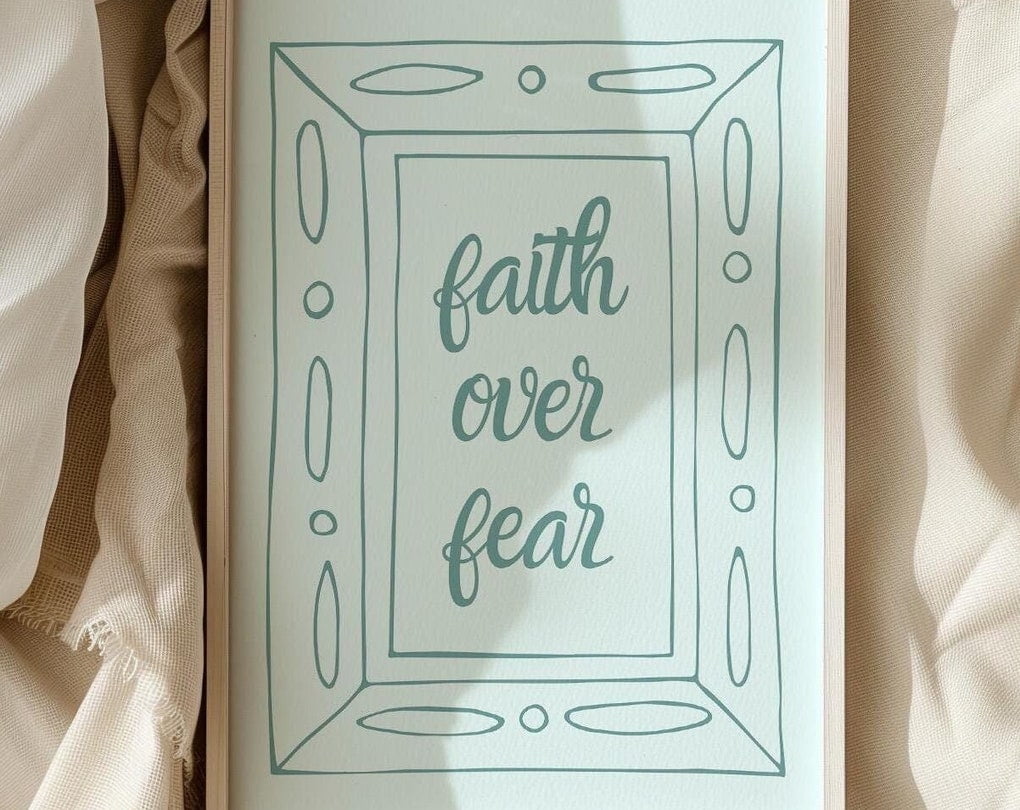 Faith Over Fear Inspirational Quote Christian Wall Art Prayer Board ...