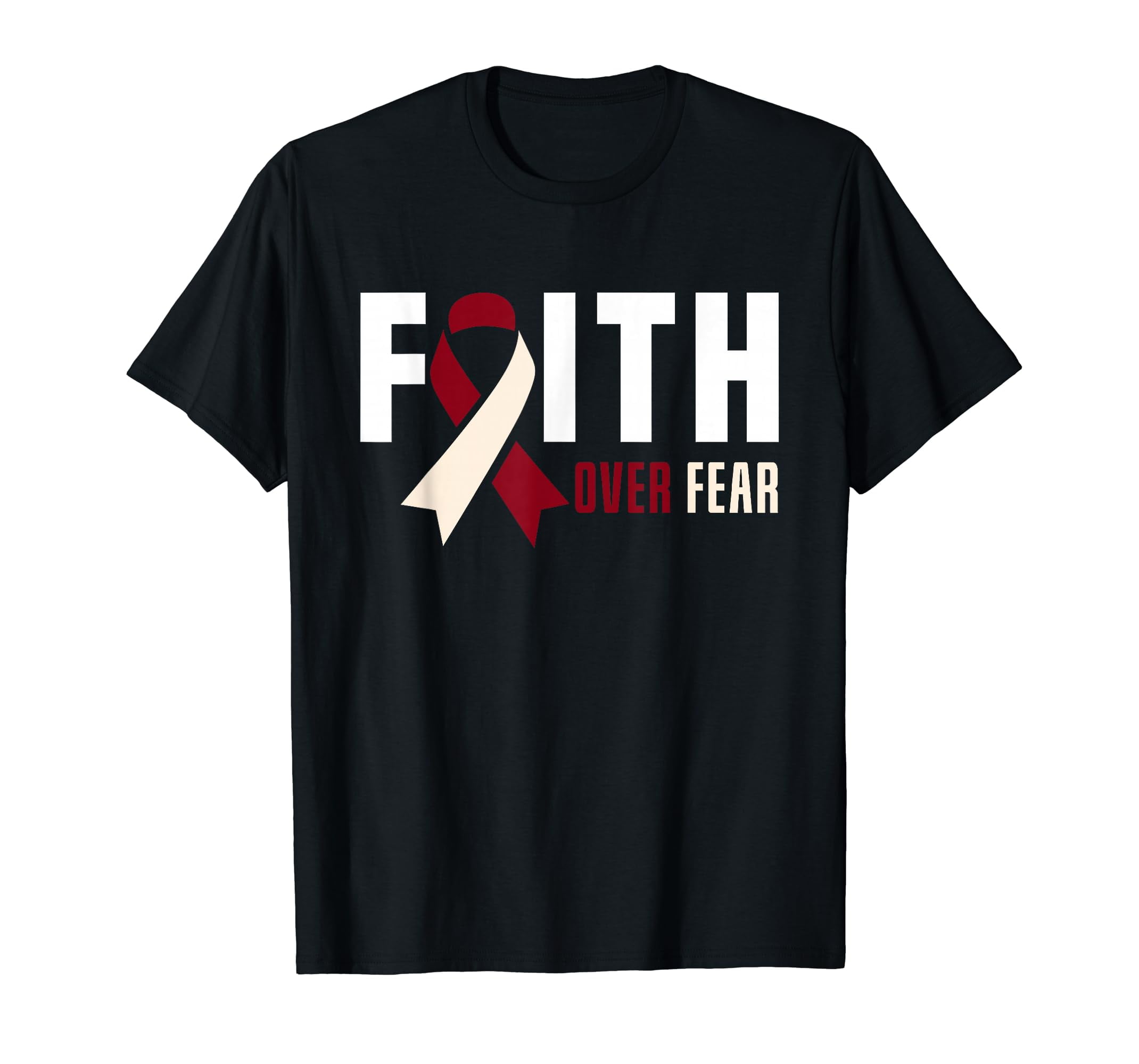 Faith Fear Jesus God Throat Oral Head Neck Cancer Awareness T-Shirt ...