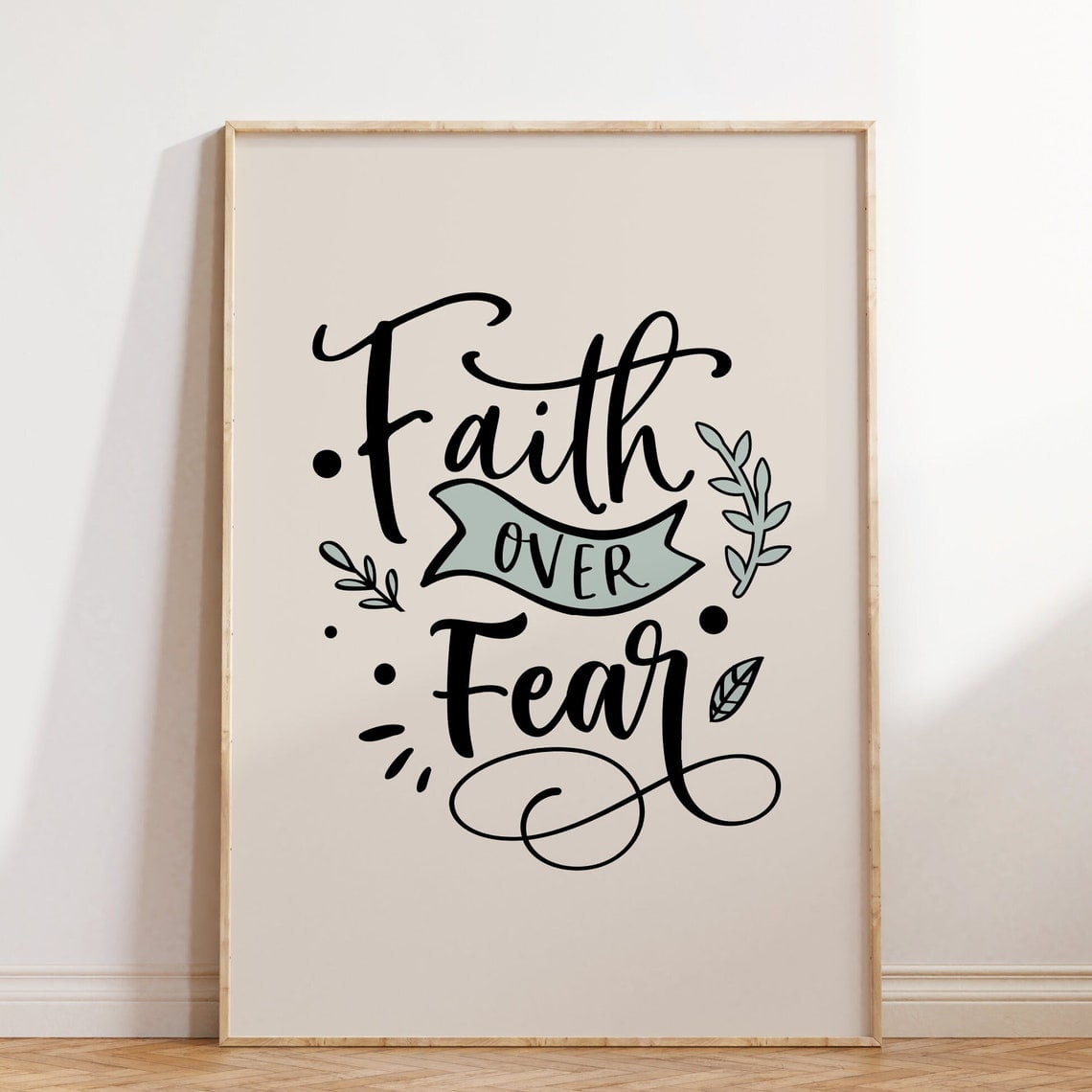 Faith Over Fear Print, Christian Wall Art, Psalm Scripture, Christian ...