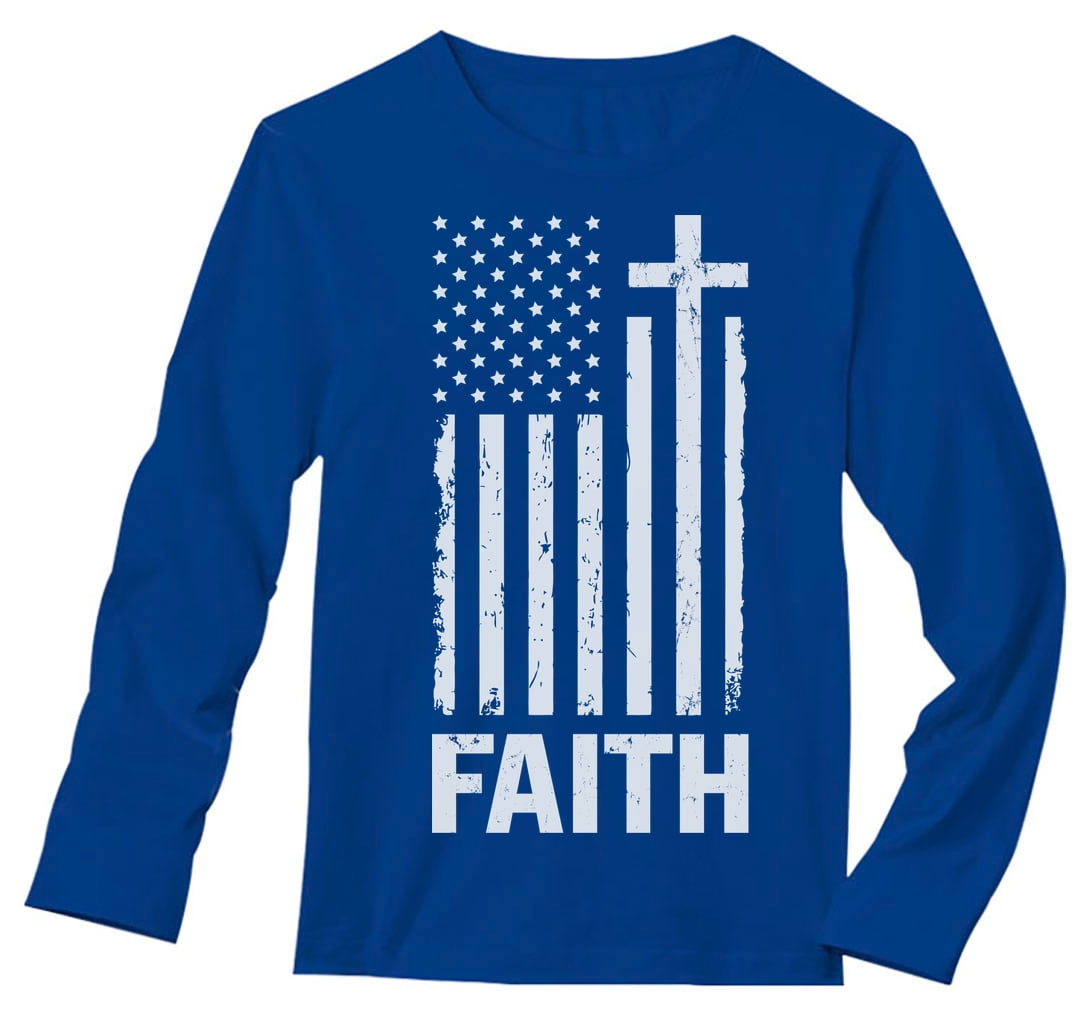 Faith & Freedom - Men's 4th of July Distressed White USA Flag Cross ...