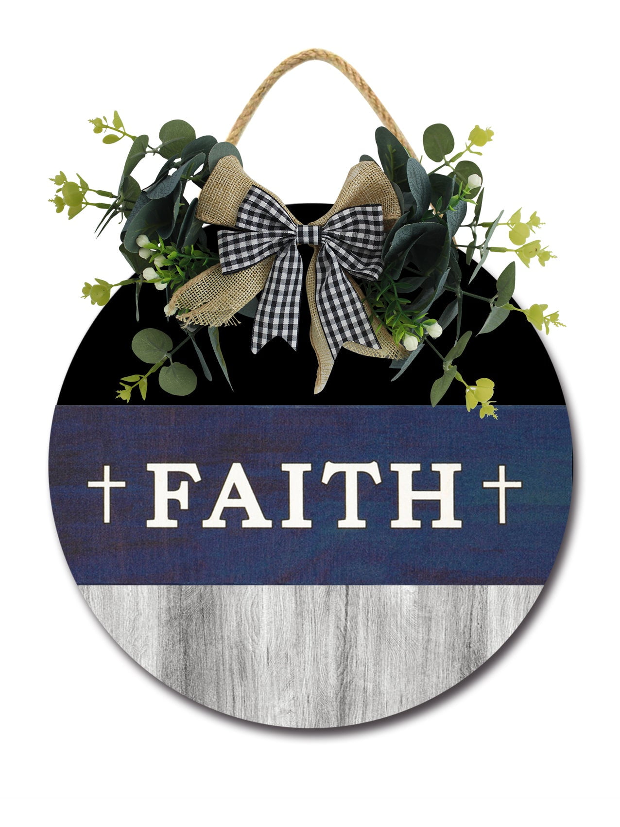Faith Front Door Sign Funny Wreaths Hanging Wooden Plaque Decoration ...