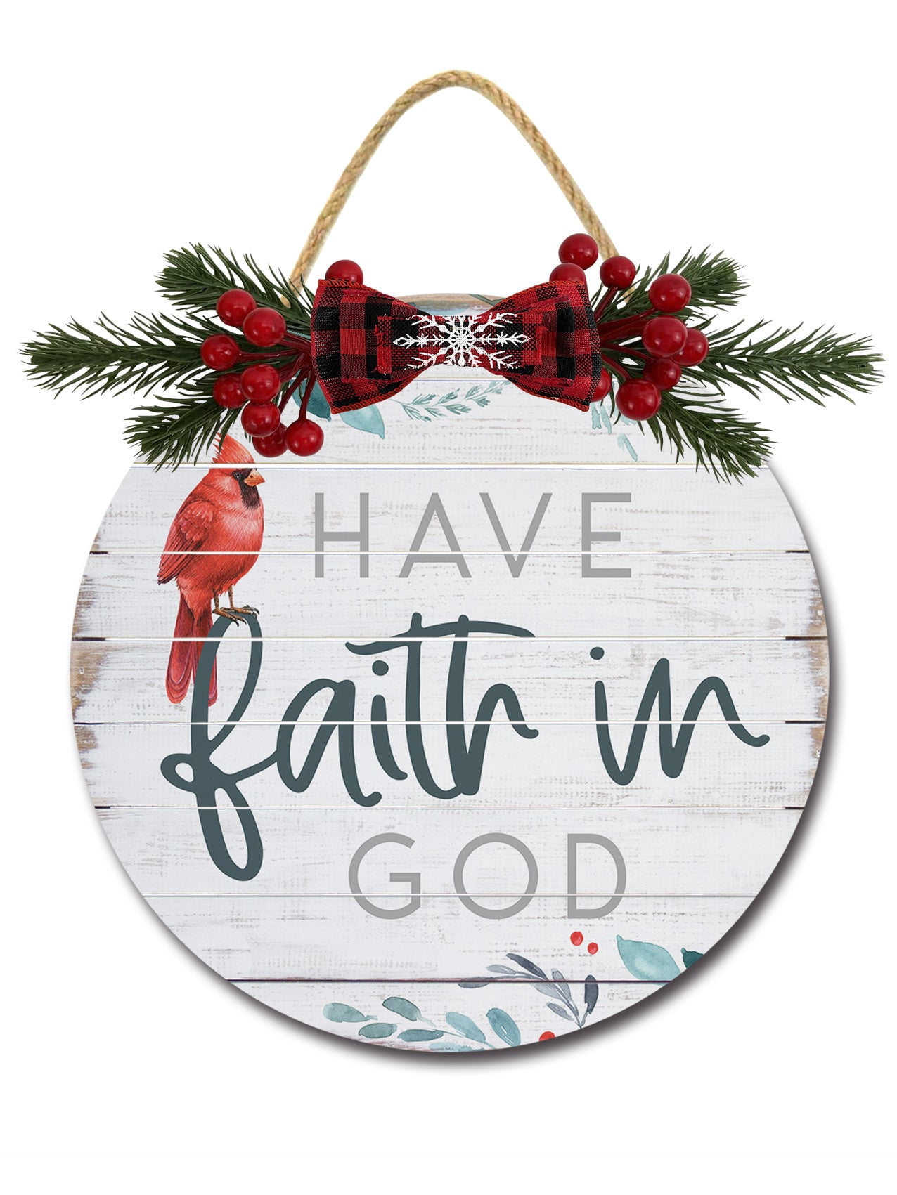 Have Faith In God Front Door Sign Funny Wreaths Hanging Wooden Plaque ...
