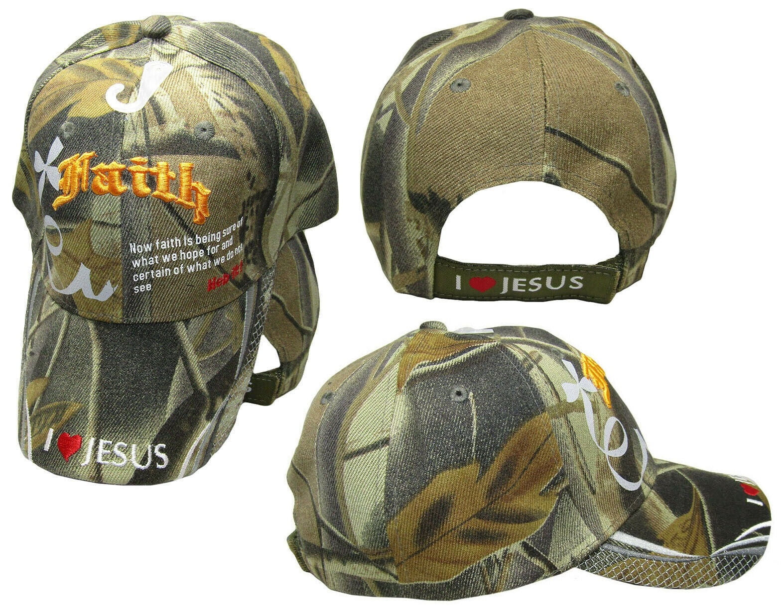 Faith Heb 11:1 I Heart Love Jesus Camo Camouflage Embroidered Cap ...
