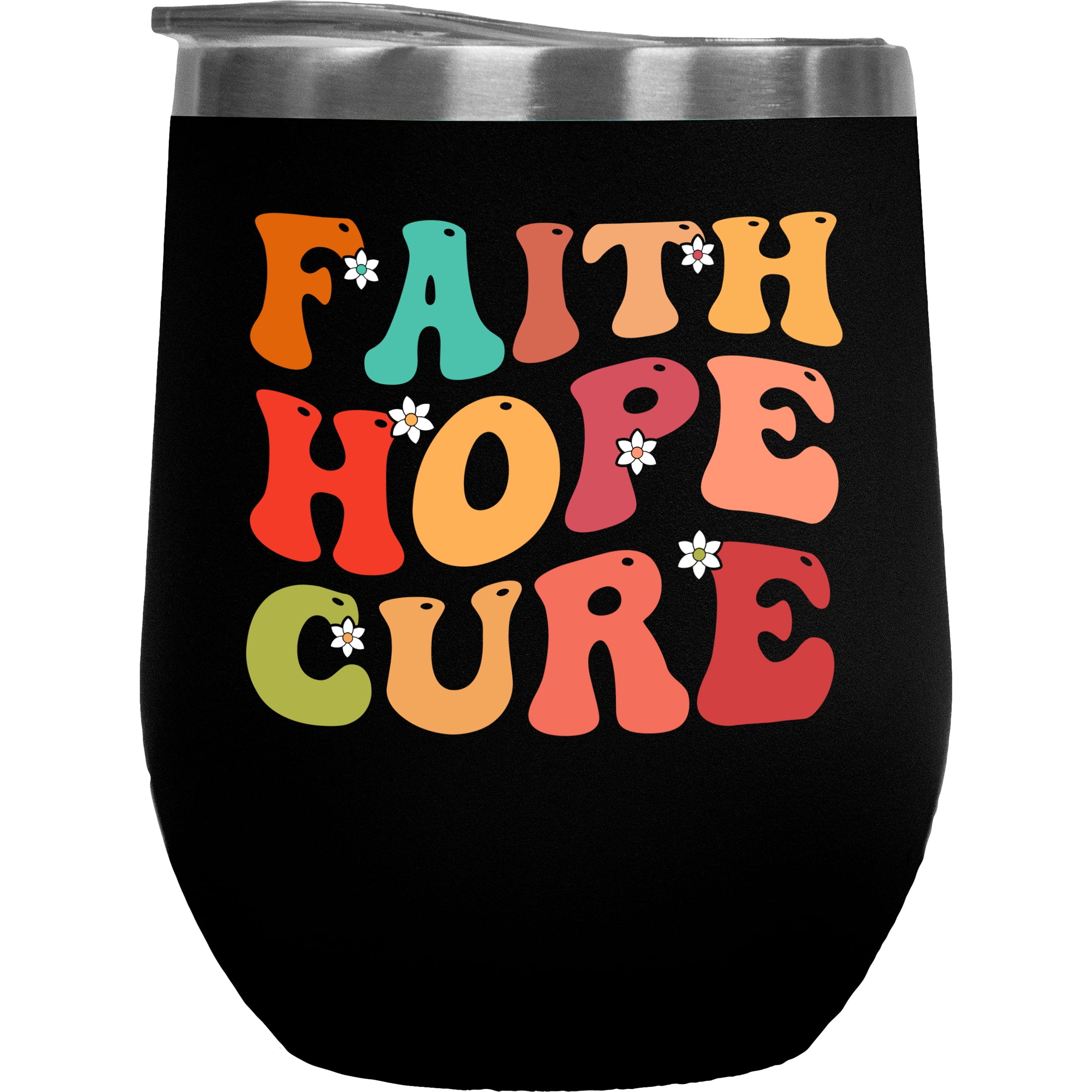 Faith Hope Cure, Breast Cancer Awareness Quote, Groovy Retro Wavy Text ...