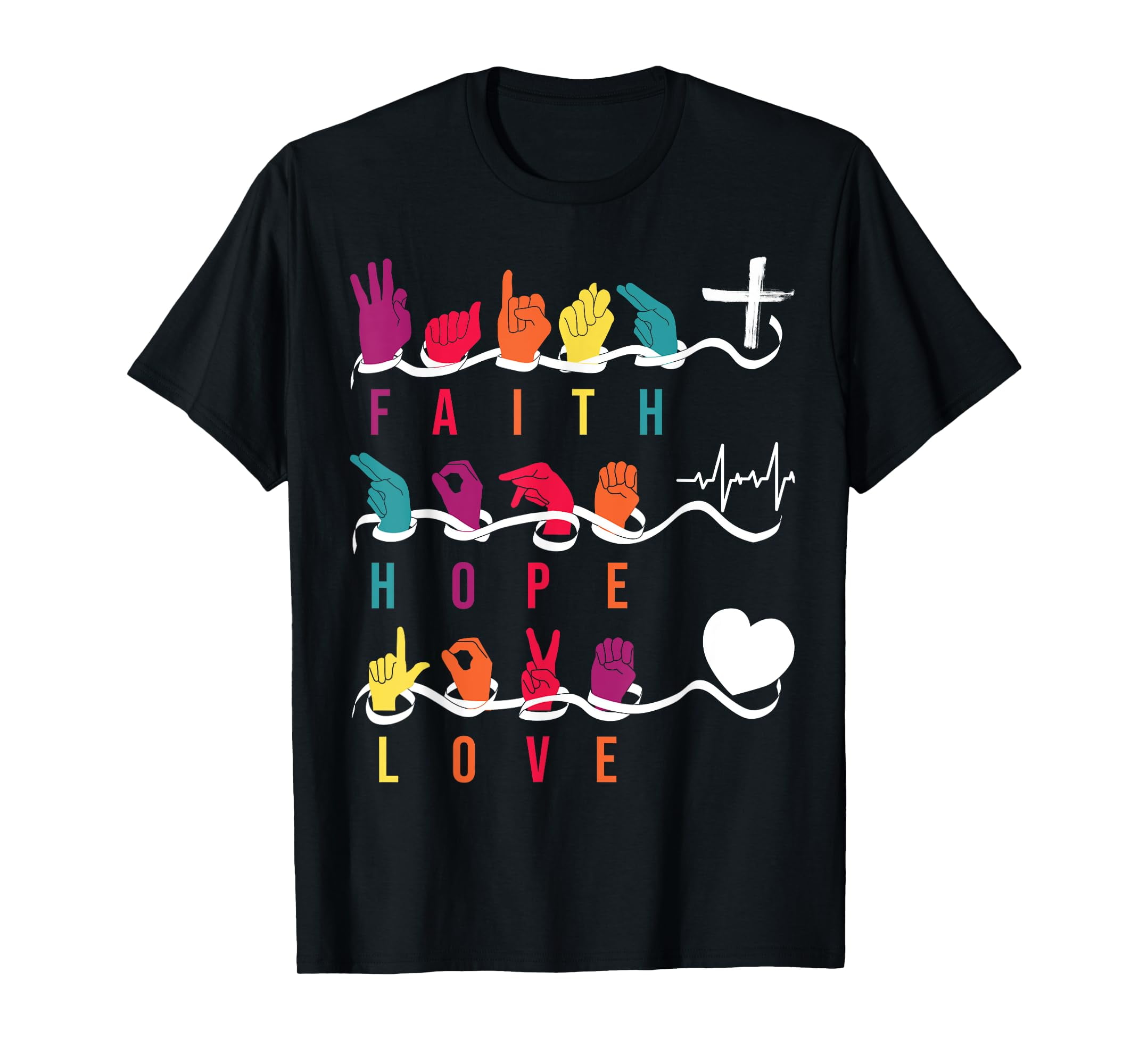 Faith Hope Love ASL American Sign Language T-Shirt - Walmart.com