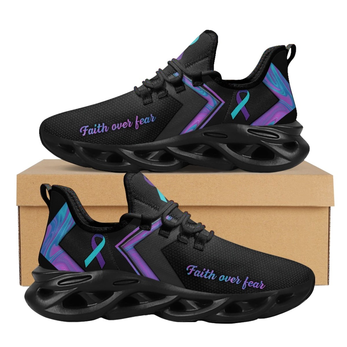 Faith Hope Love Air Cushion Sneakers Breathable Mesh Swing Shoes Autism ...