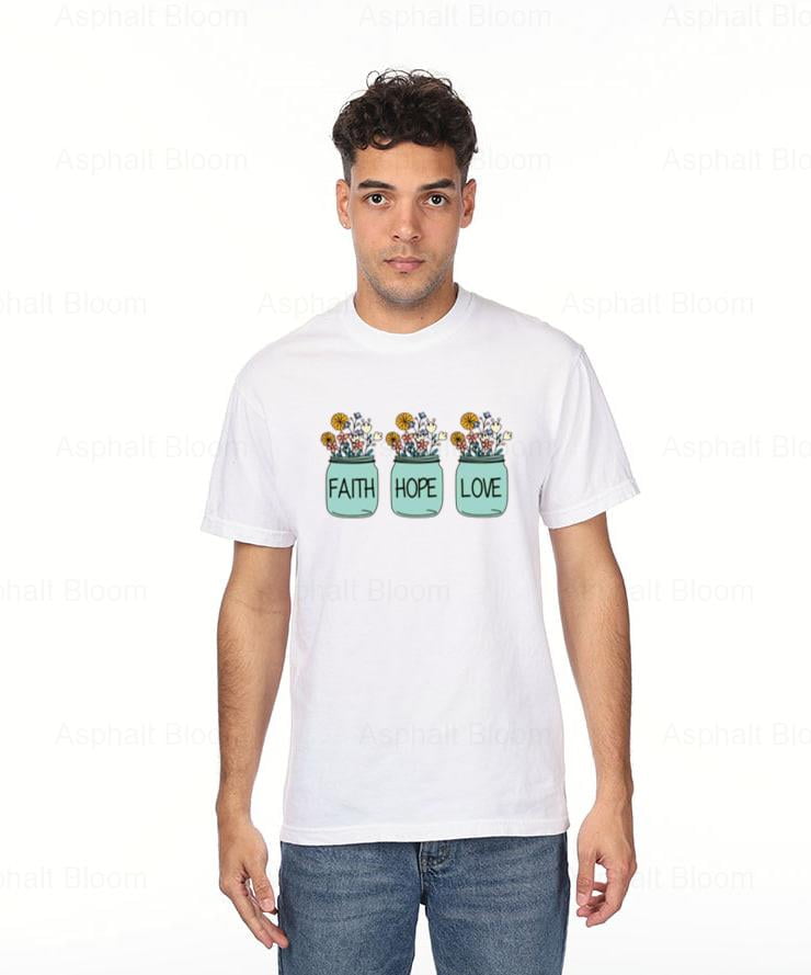 Faith Hope Love Boho Flower Jar Unisex T-Shirt for Spiritual Message up ...