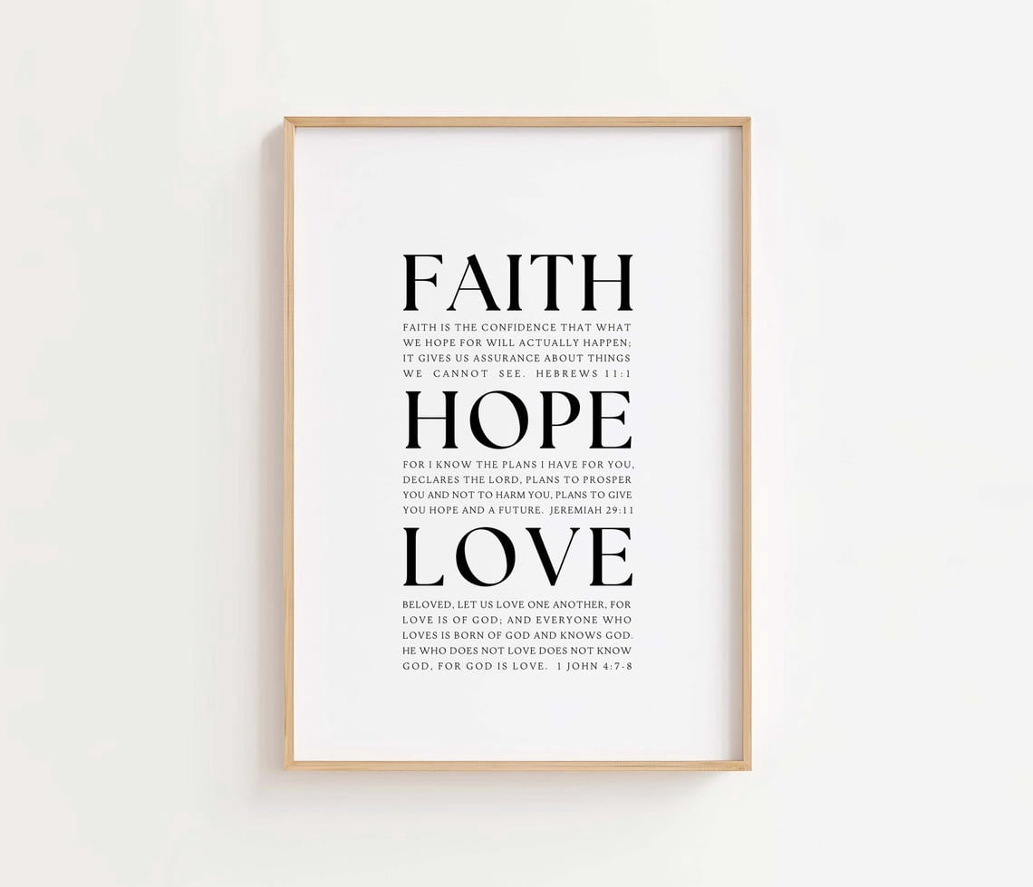 Faith Hope Love Christian Scripture Wall Art, Unframed Canvas Size ...