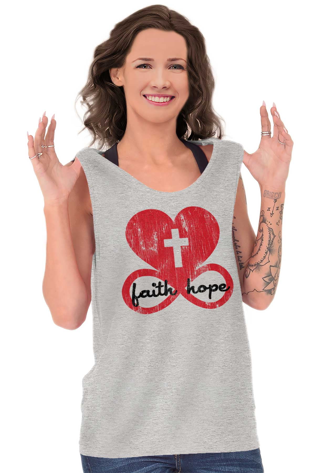 Faith Hope Love Cross Eternal Life Women Plus Size Tank Top Brisco Brands 2X - Walmart.com