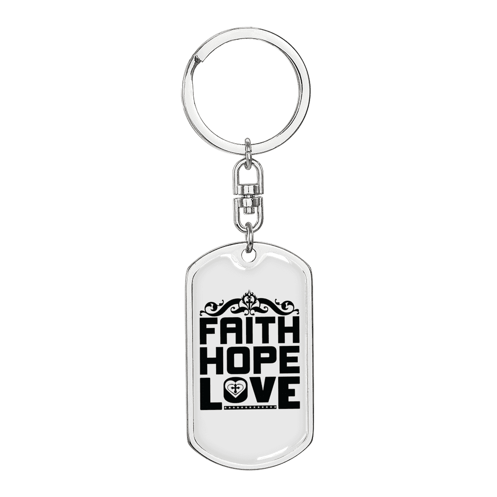 Faith Hope Love Cross Stainless Steel or 18k Gold Premium Swivel Dog ...