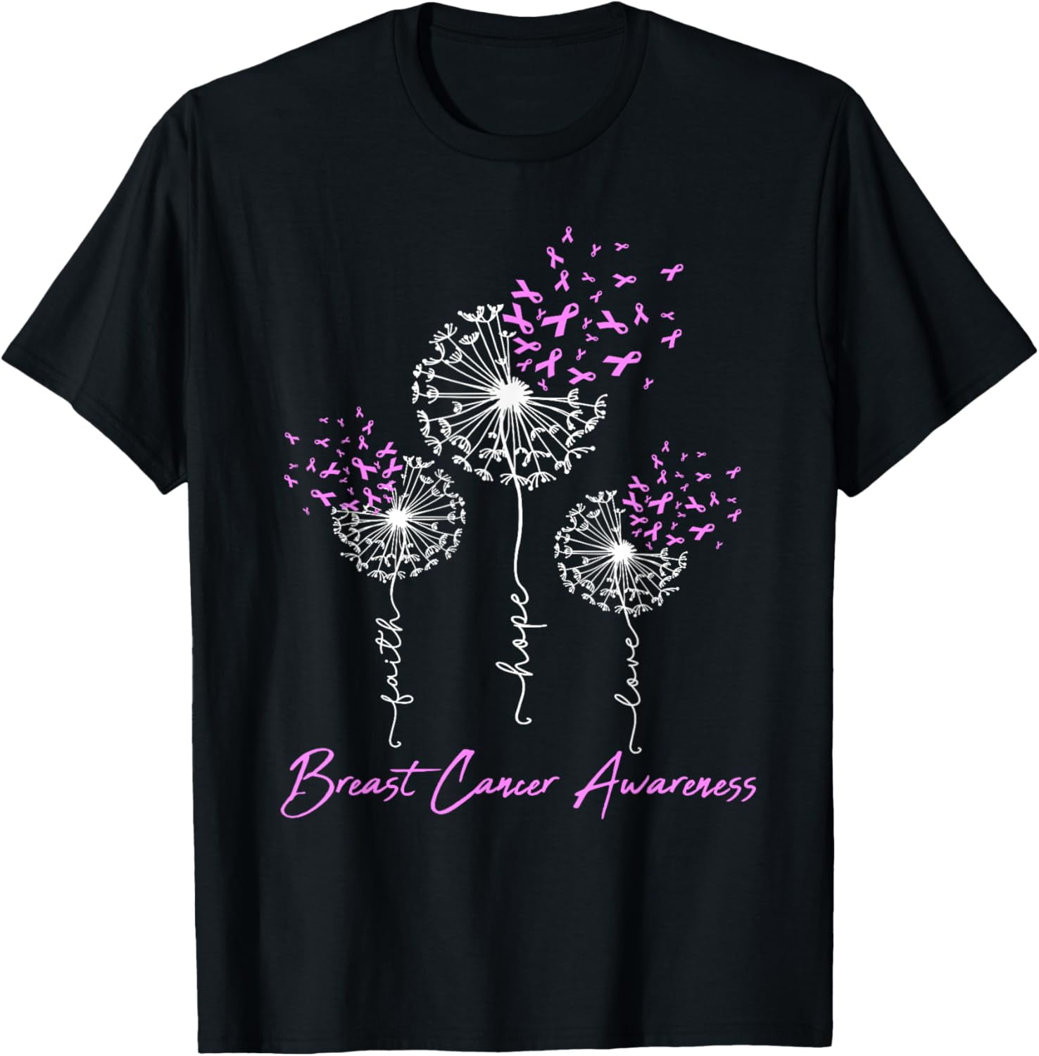 Faith Hope Love Dandelion Breast Cancer Awareness Men Women T-Shirt - Walmart.com