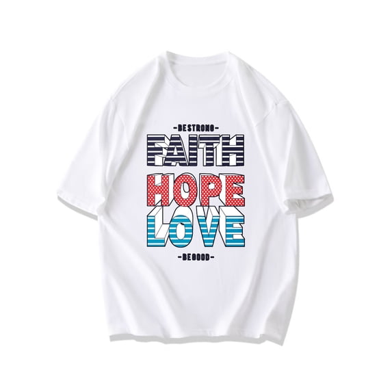 Faith Hope Love Graphic T Shirt Black Faith Hope Love Text With Stripes ...