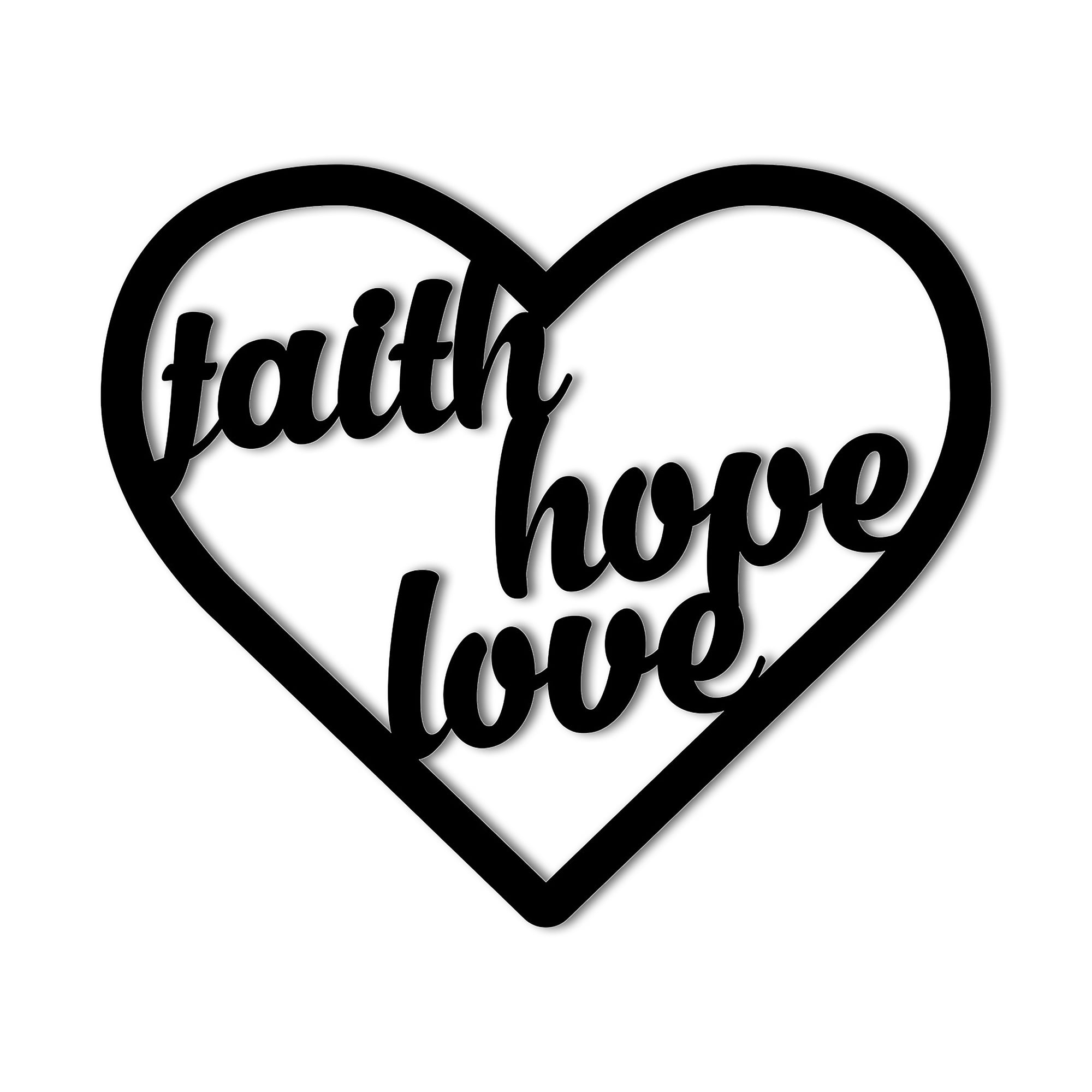 Faith Hope Love In Heart - Beautiful Solid Steel Home Decor Decorative ...