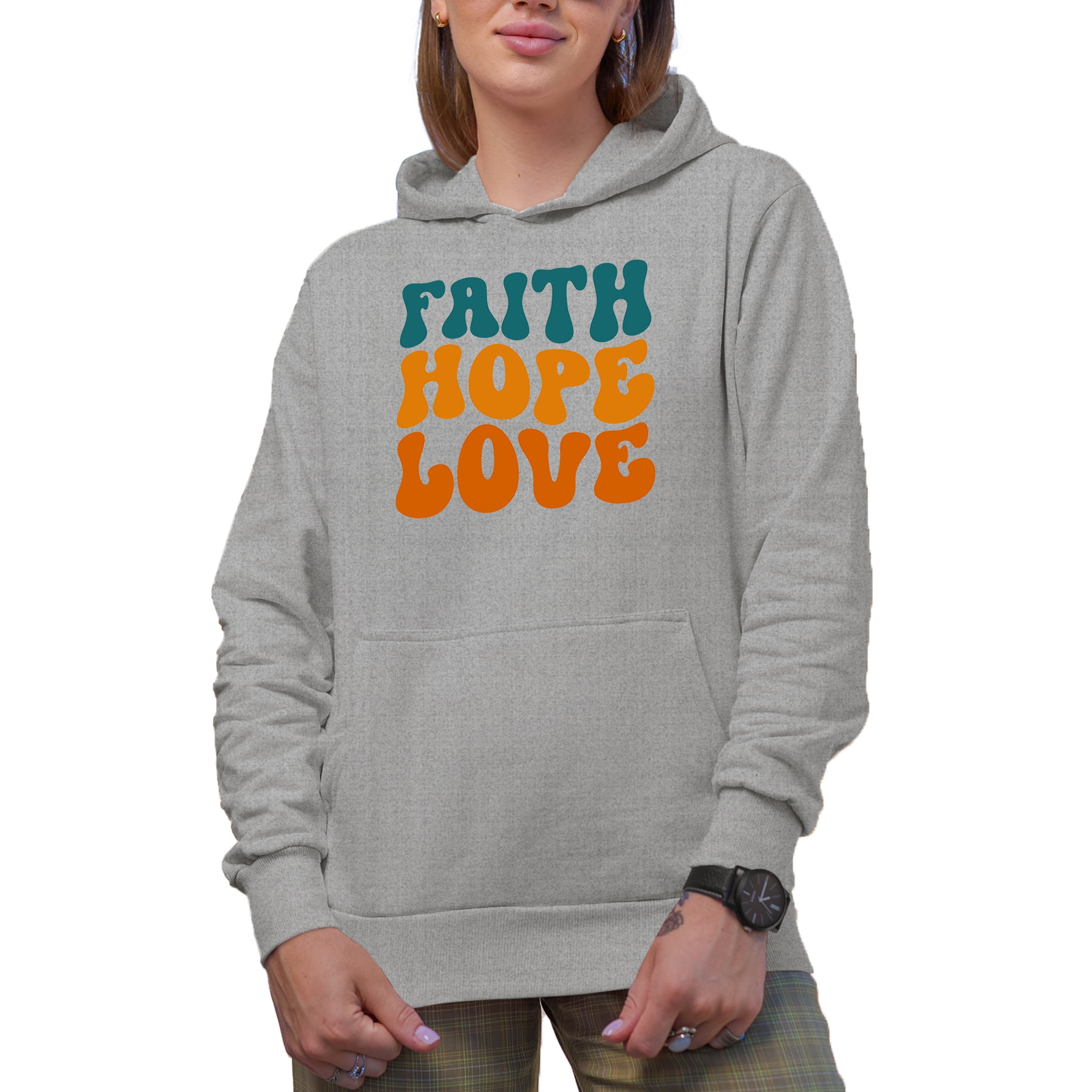 Faith, Hope, Love, Inspirational Christian Themed, Groovy Retro Wavy ...