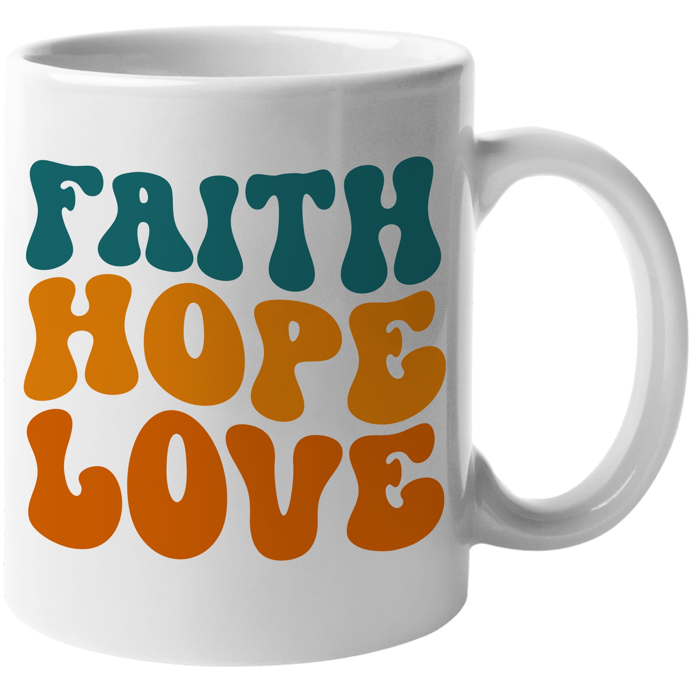 Faith, Hope, Love, Inspirational Christian Themed, Groovy Retro Wavy ...