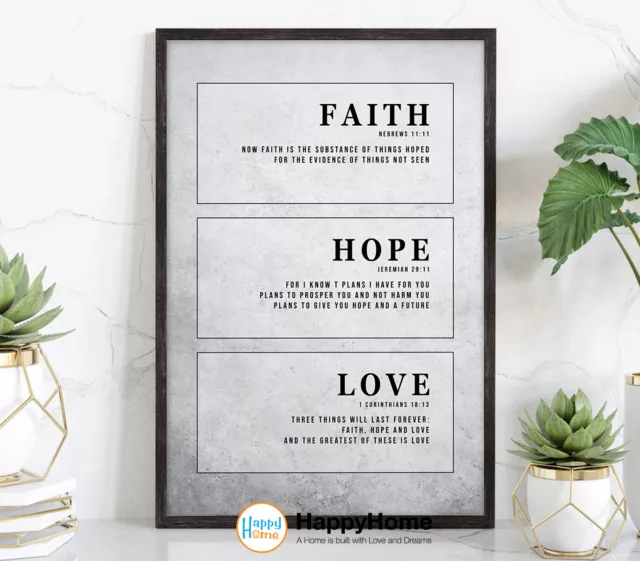 Faith Hope Love Motivational Quotes Inspirational Wall Art Canvas ...