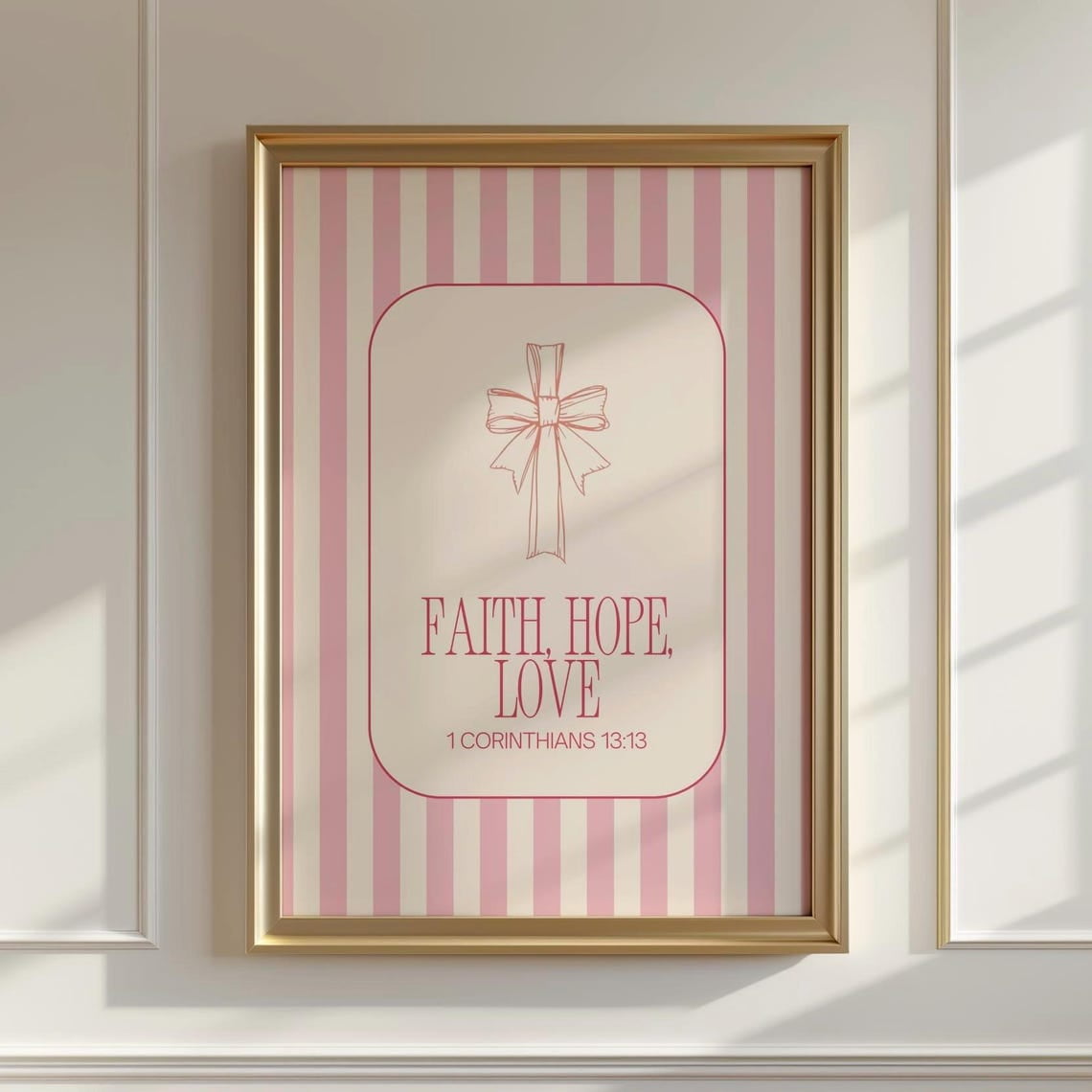 Faith Hope Love Poster Christian Scripture Wall Art Pink Minimalist ...