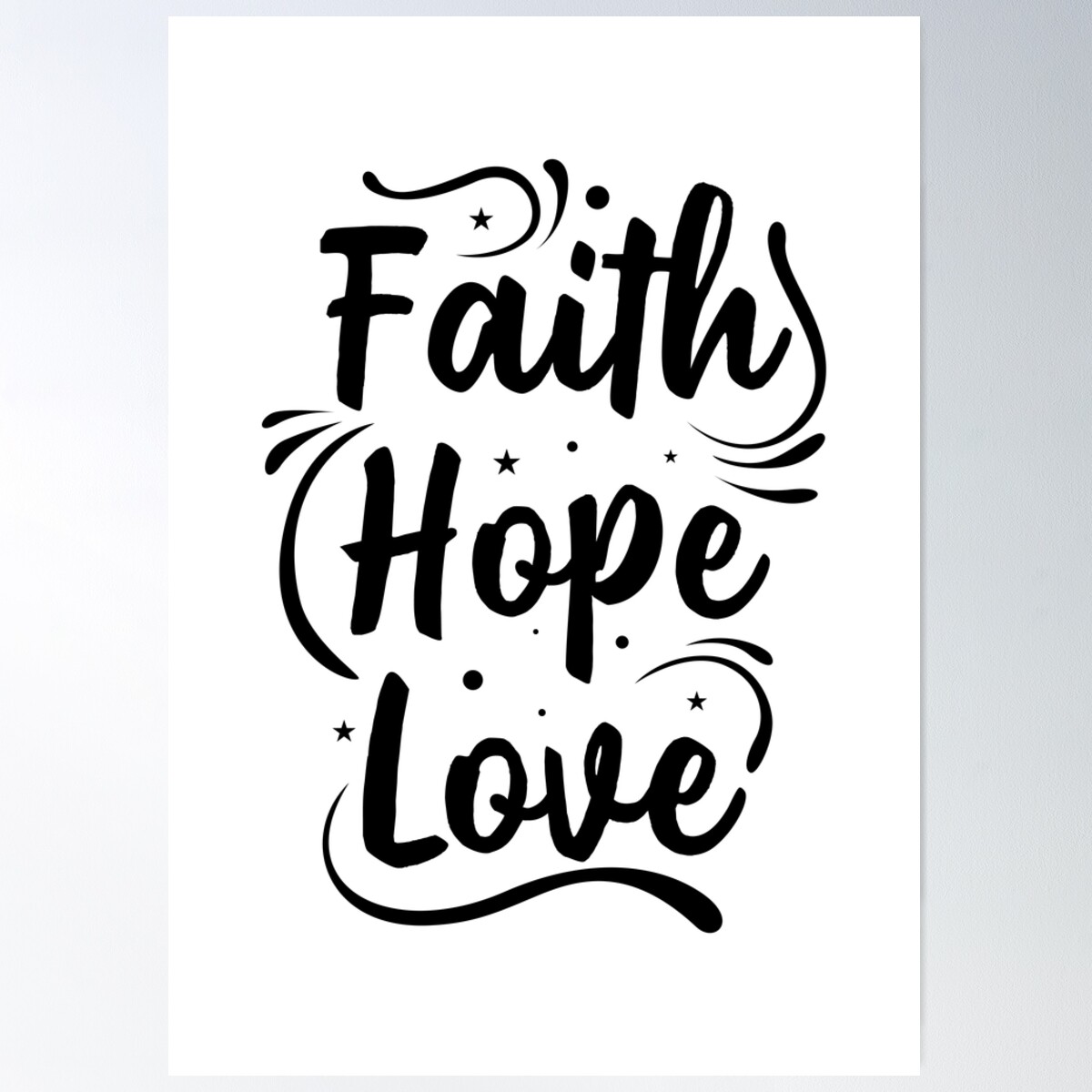 Faith Hope Love Poster Wall Art, Modern Wall Decor For Living Room ...