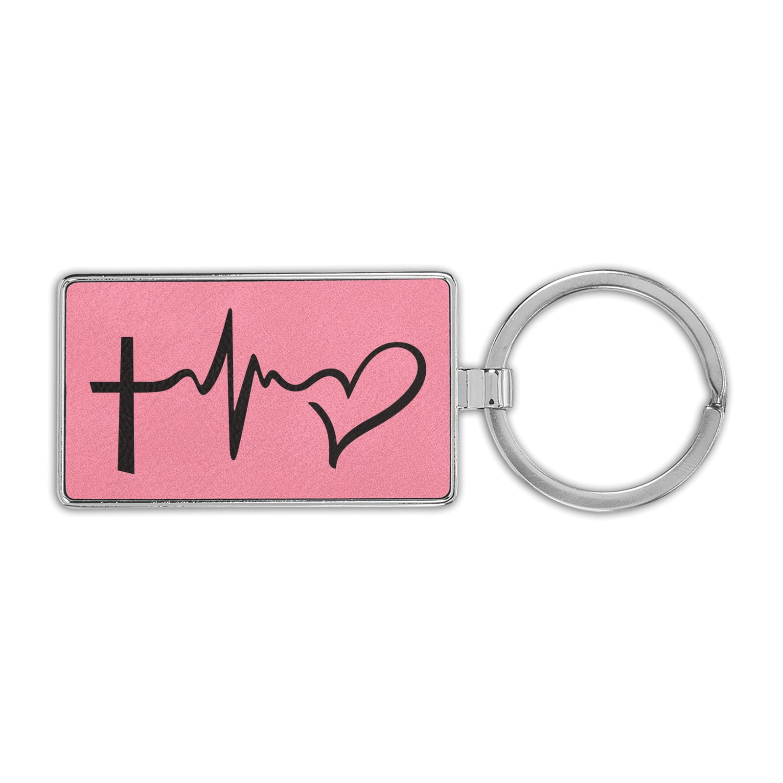 Faith Hope Love Premium Leatherette Keychain symbol heart cross - Pink ...