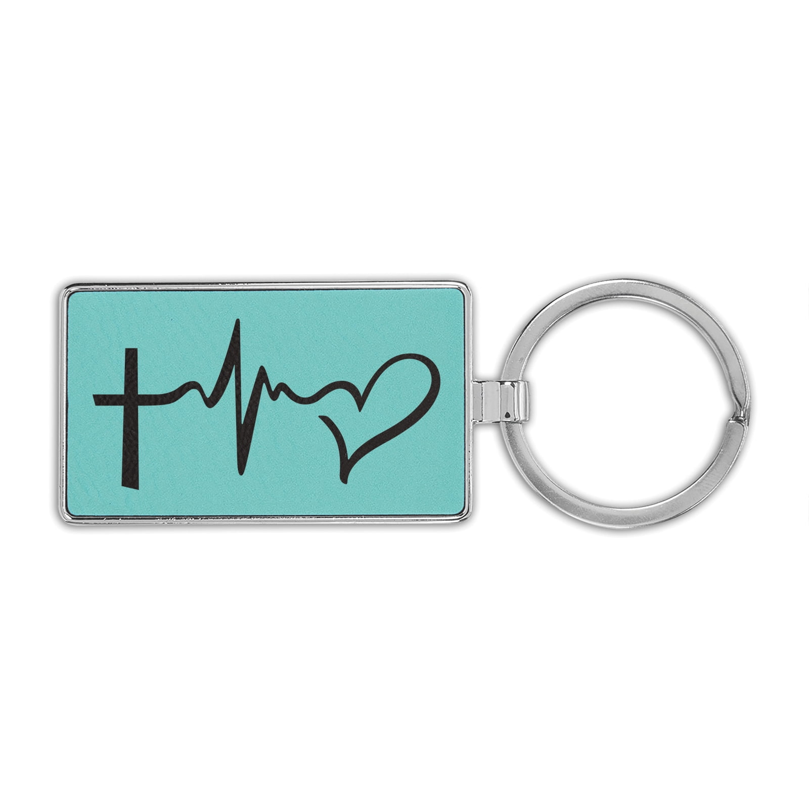 Faith Hope Love Premium Leatherette Keychain symbol heart cross - Teal ...