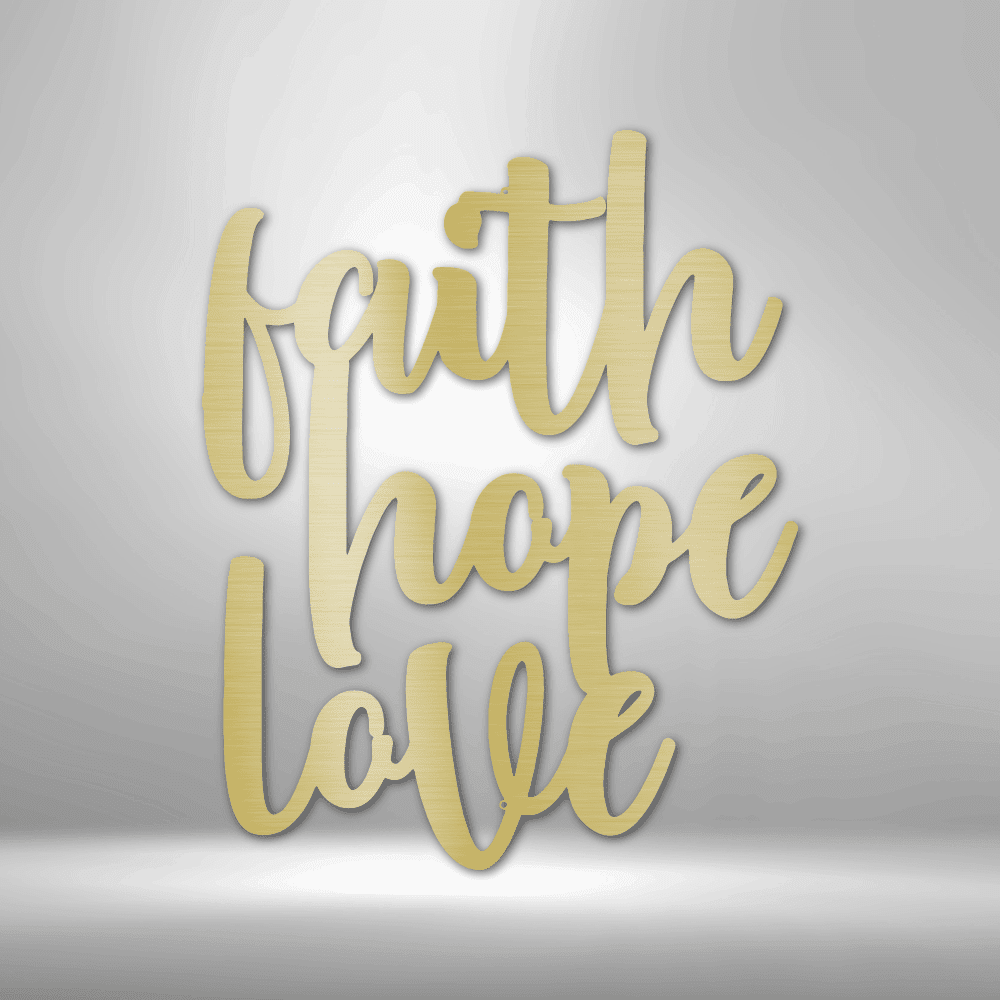 Faith Hope Love Script Steel Sign Laser Cut Powder Coated Home & Office ...