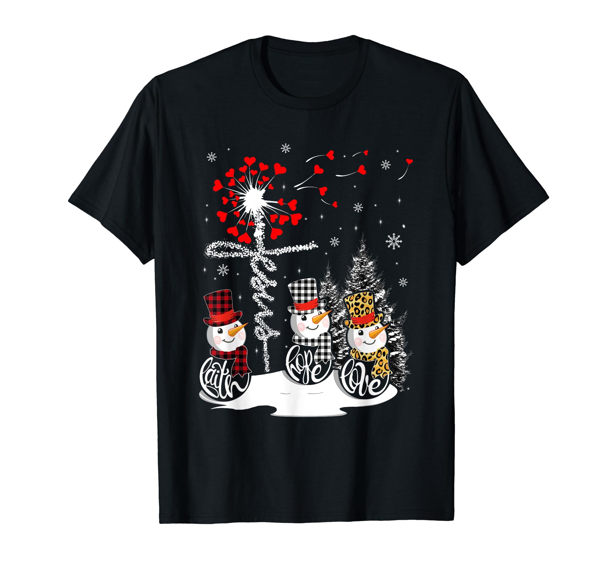 Faith Hope Love Snowman Jesus Dandelion Christian Christmas T-Shirt ...