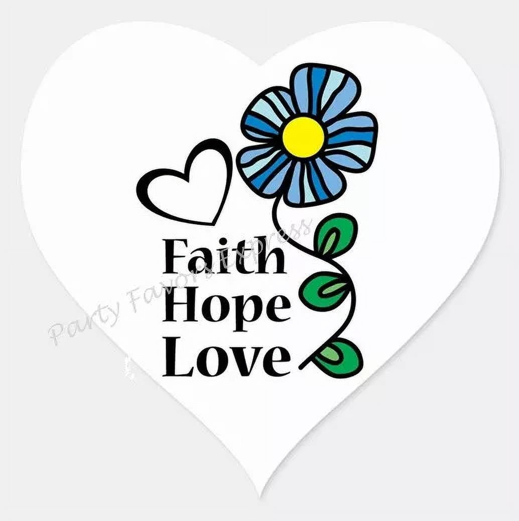 Faith Hope Love Sticker Party Favors Sticker - (Heart Shaped) Envelope ...